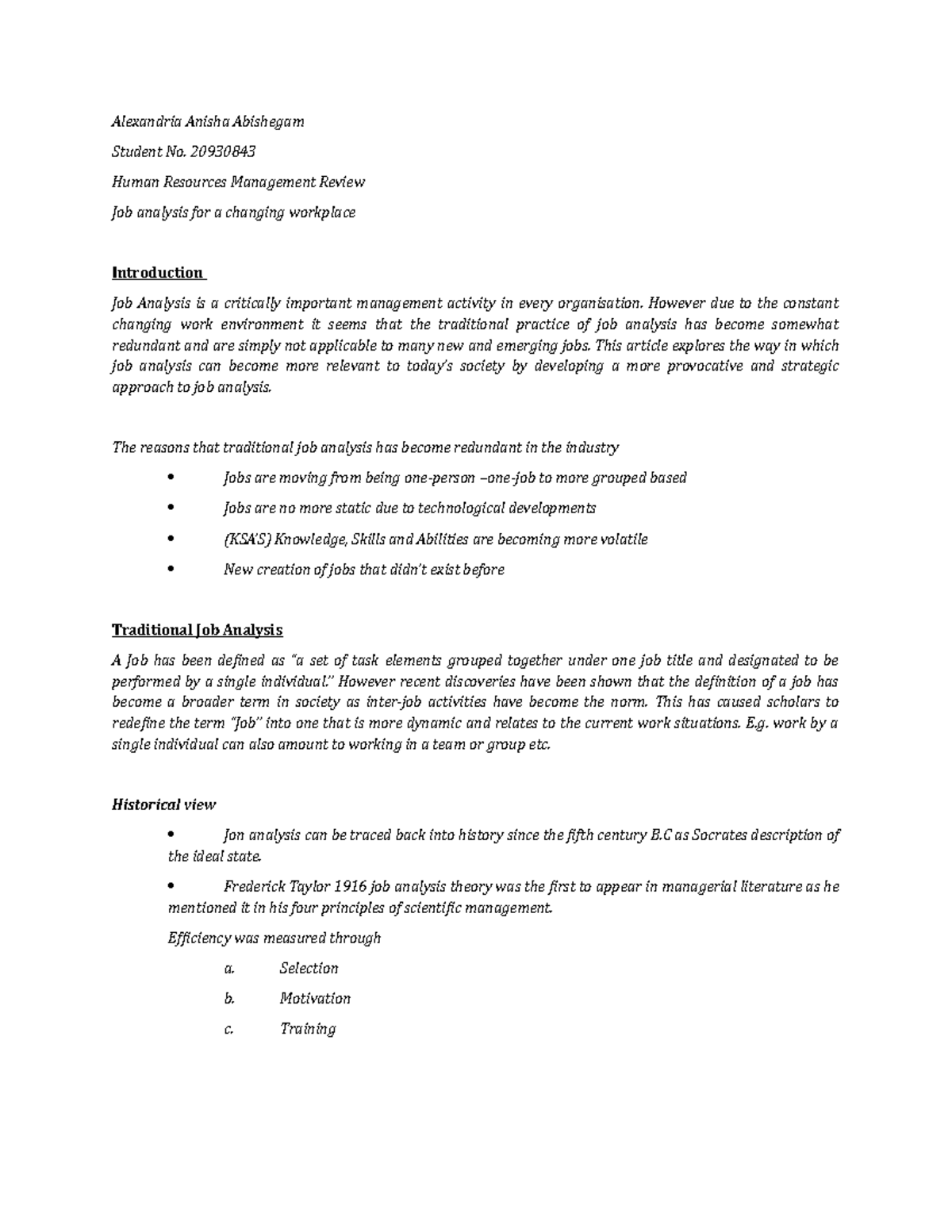 Tutorial work, 4 - Alexandria Anisha Abishegam Student No. 20930843 ...