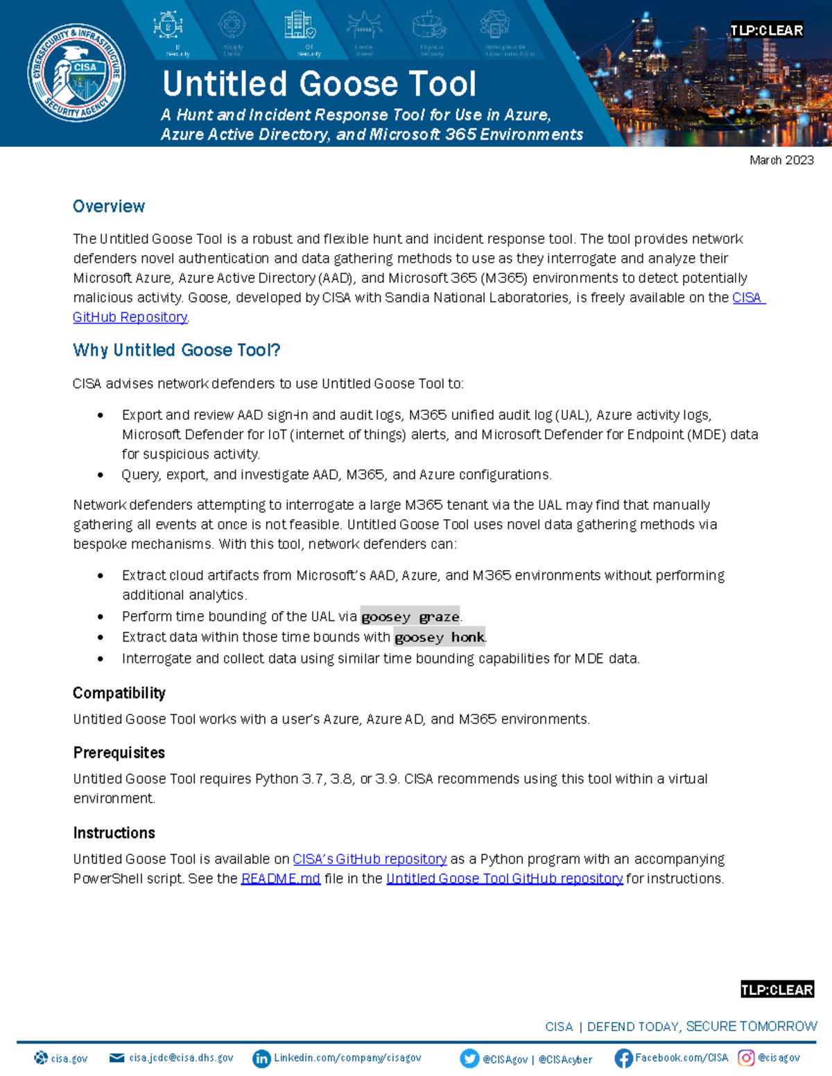 Untitled goose tool fact sheet final 508cv2 - TLP:CLEAR CISA | DEFEND ...