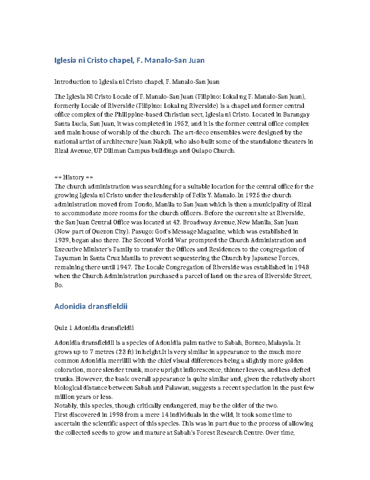 HIST123 Essay Iglesia ni Cristo chapel, F. Manalo-San Juan - Iglesia ni ...