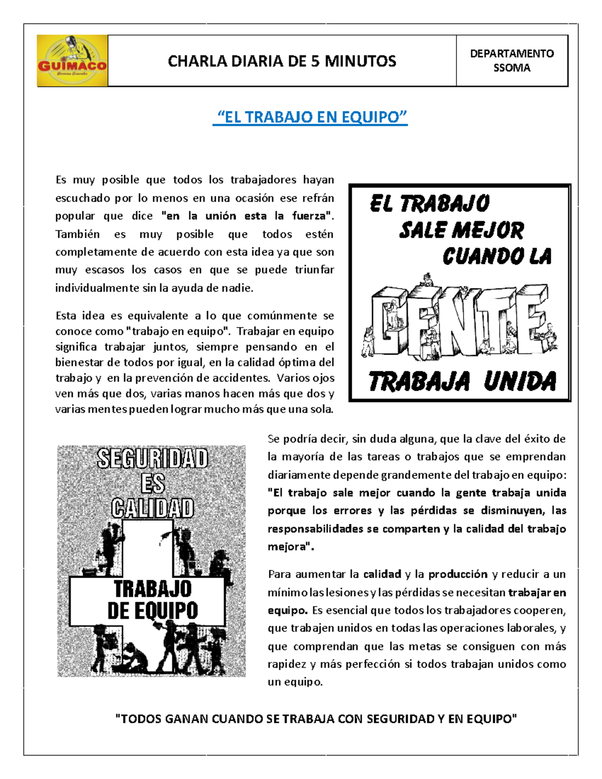Charla De 5 Minutos New Charla Diaria De 5 Minutos Departamento