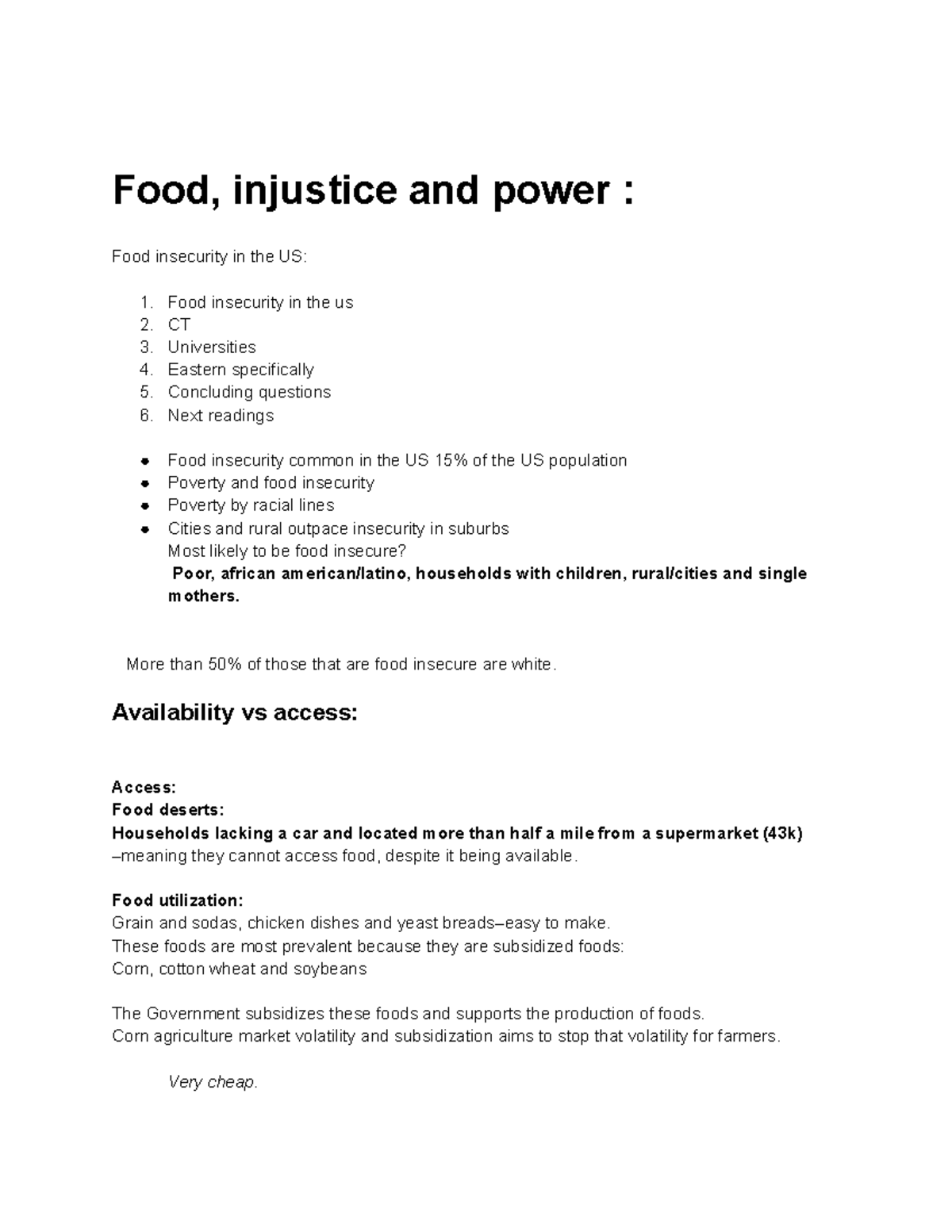 Class #2 - Analyzing the causes and effects of food insecurity in the ...