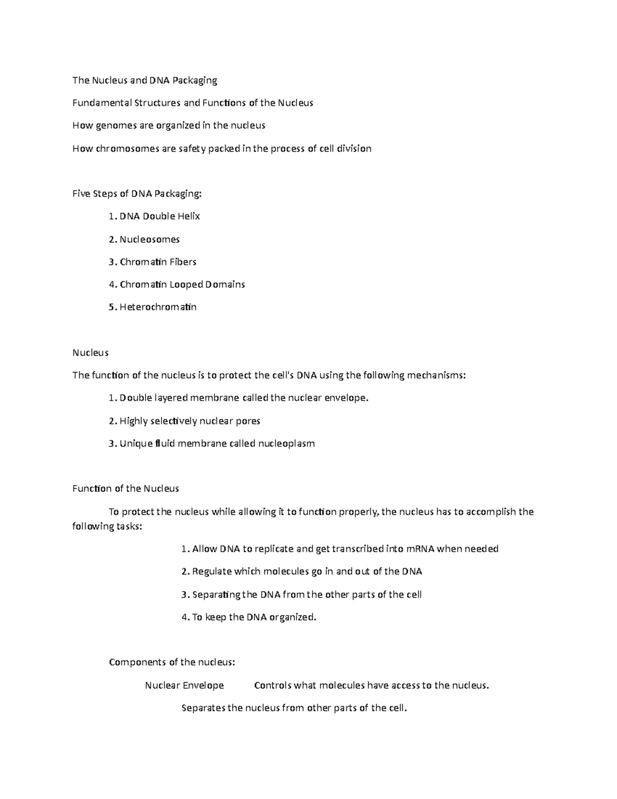 PHGY Module 2 Section 1 - The Nucleus and DNA Packaging Fundamental ...