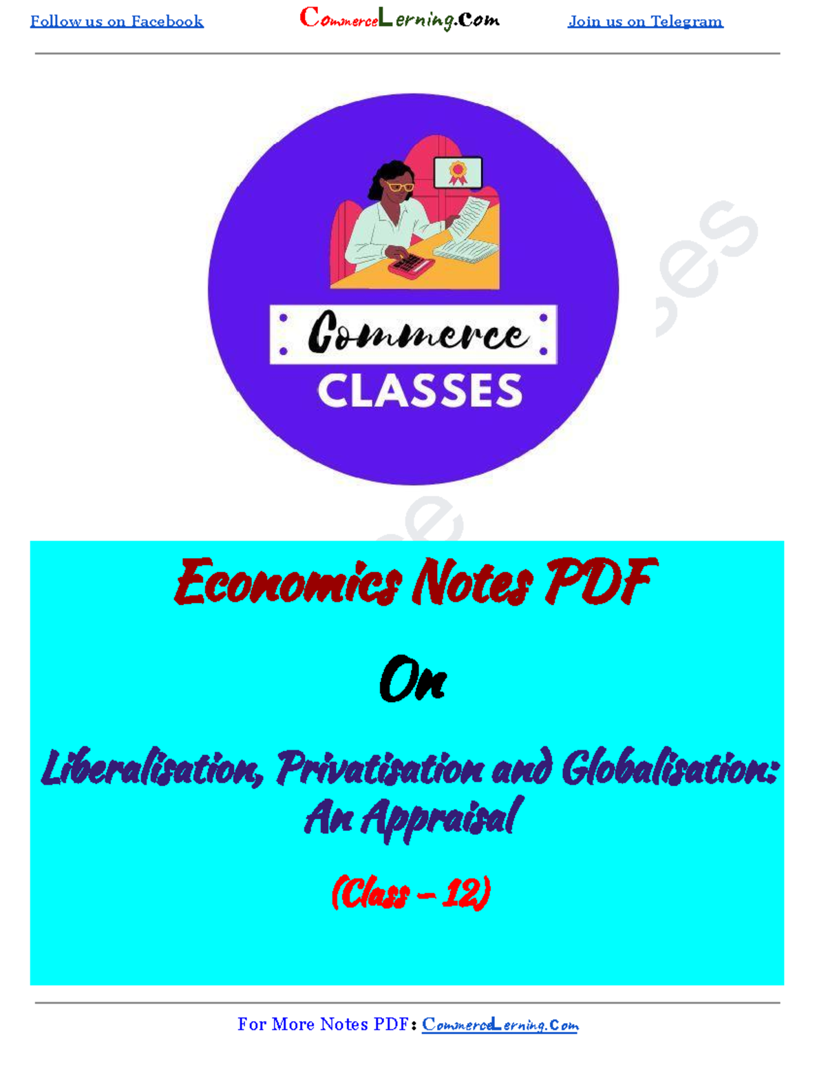 Economics Notes PDF Class 12 Liberalisation, Privatisation and ...