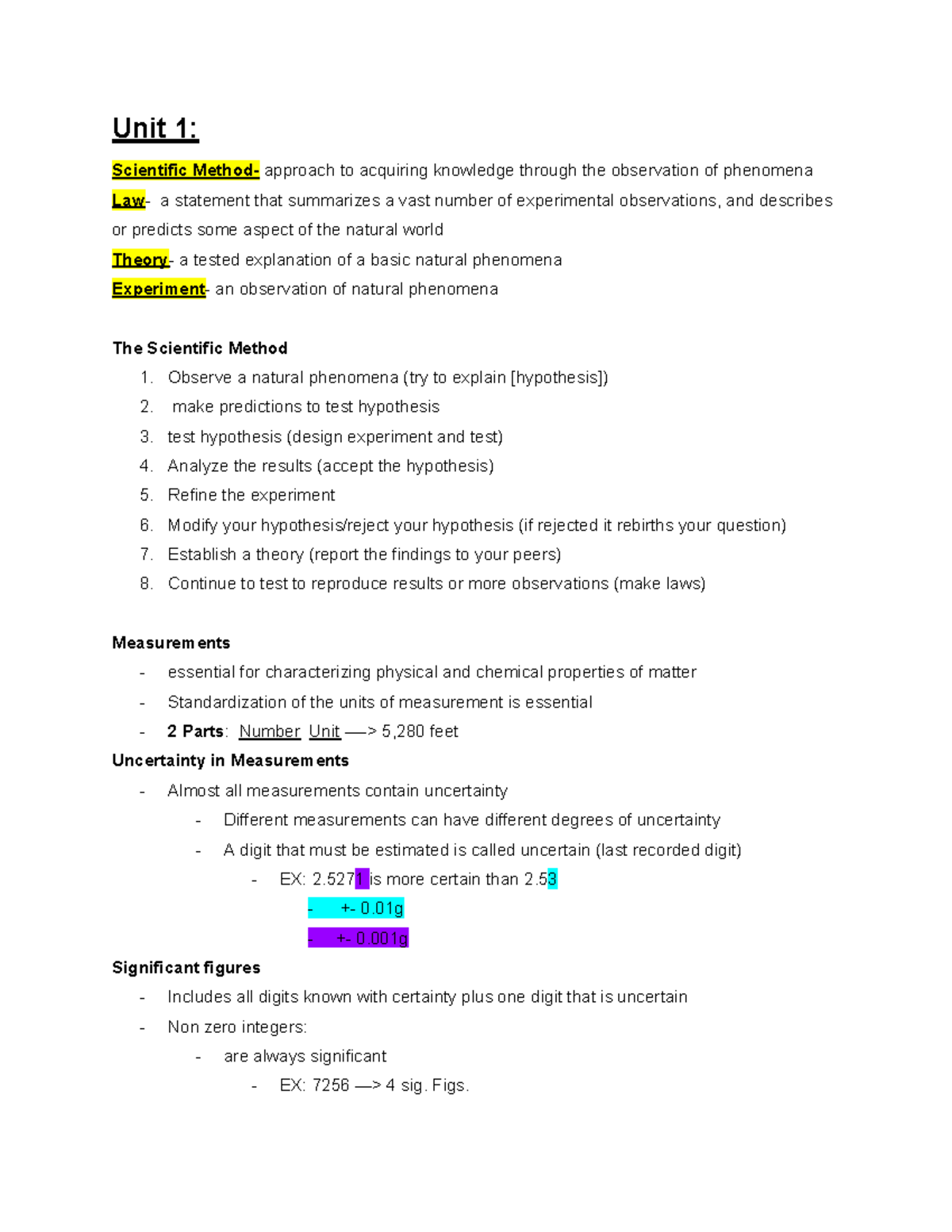 Chem 104 Notes-2 - Chemistry 104 Notes for Exams 1 and 2 - Unit 1 ...