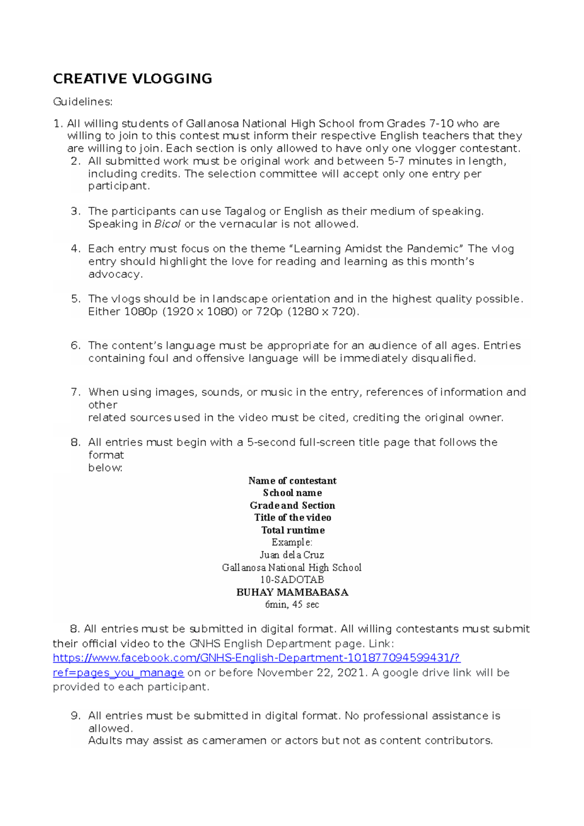 Creative Vlogging Mechanics - CREATIVE VLOGGING Guidelines: All willing ...