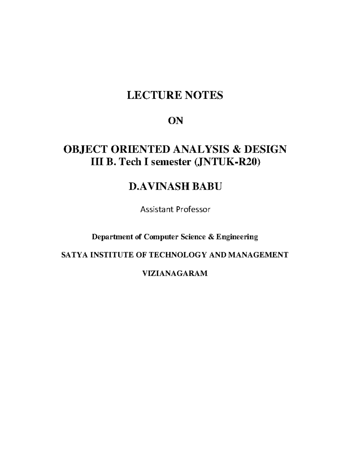 OOAD-UNIT-1 - I am uploading OOAD unit-1 pdf . plz provide the pdf whatever i want - LECTURE ...