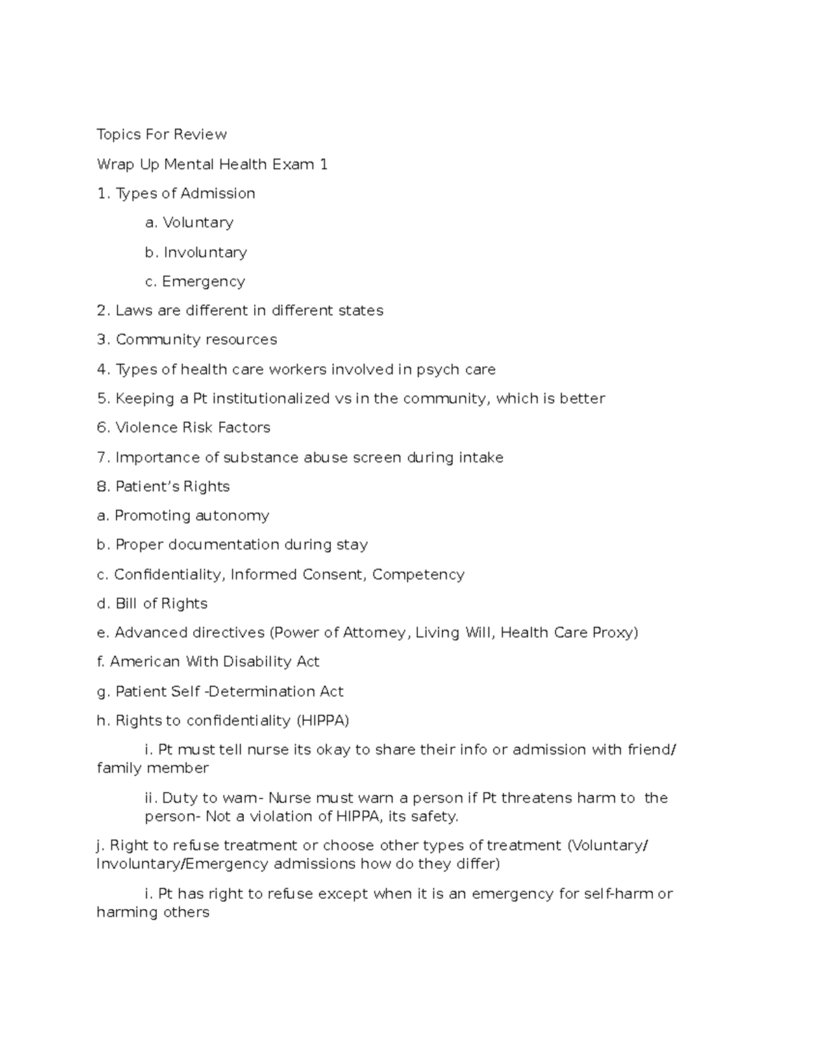 Studco upload - notes and points of emphasis for mental health intro ...