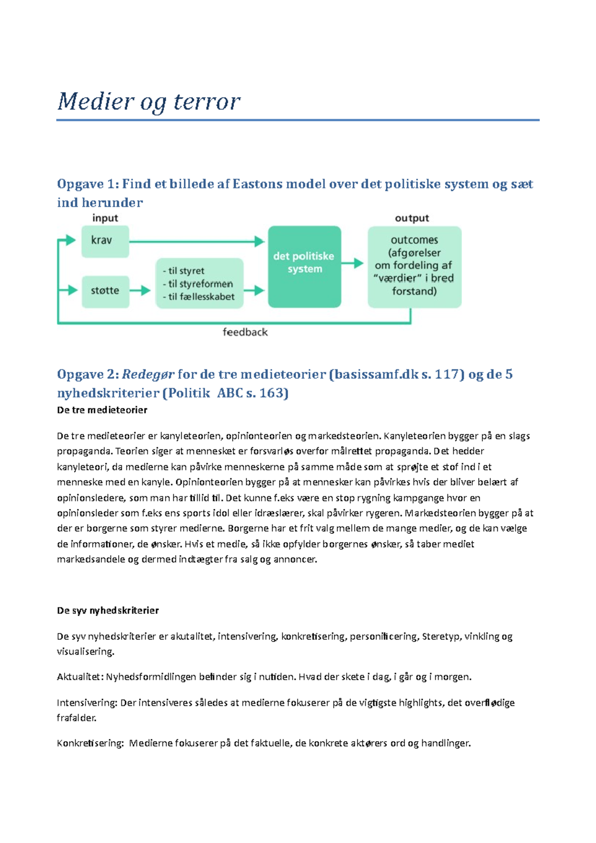 Noter til Medier og terror SAMF A - Medier og terror Opgave 1: Find et ...