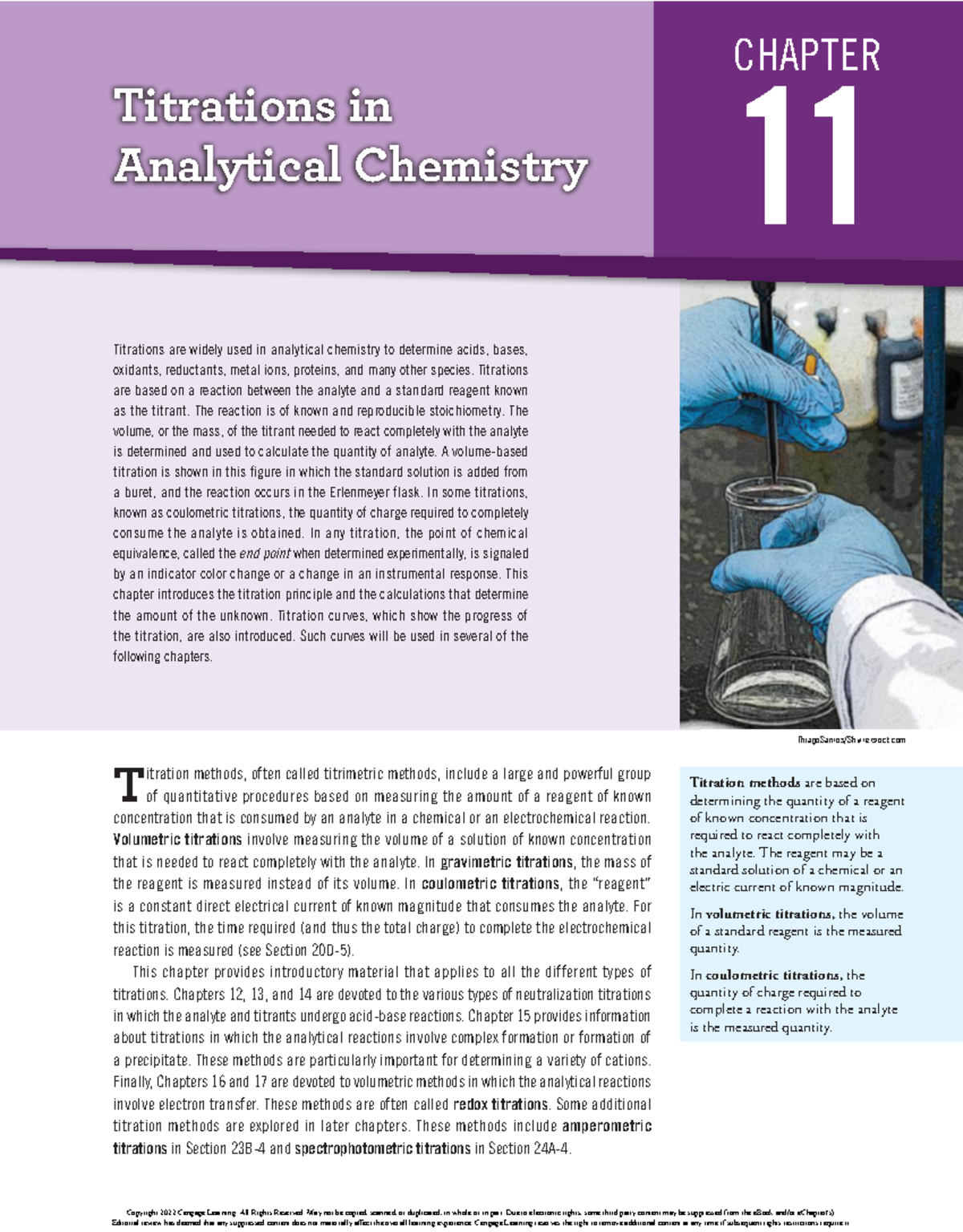 Titration - Titrations are based on a reaction between the analyte and ...