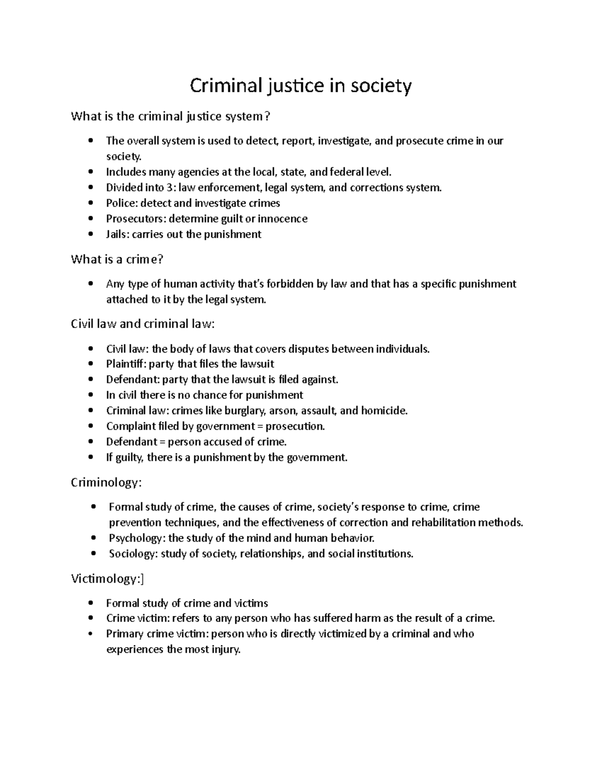 Criminal justice in society - Includes many agencies at the local ...