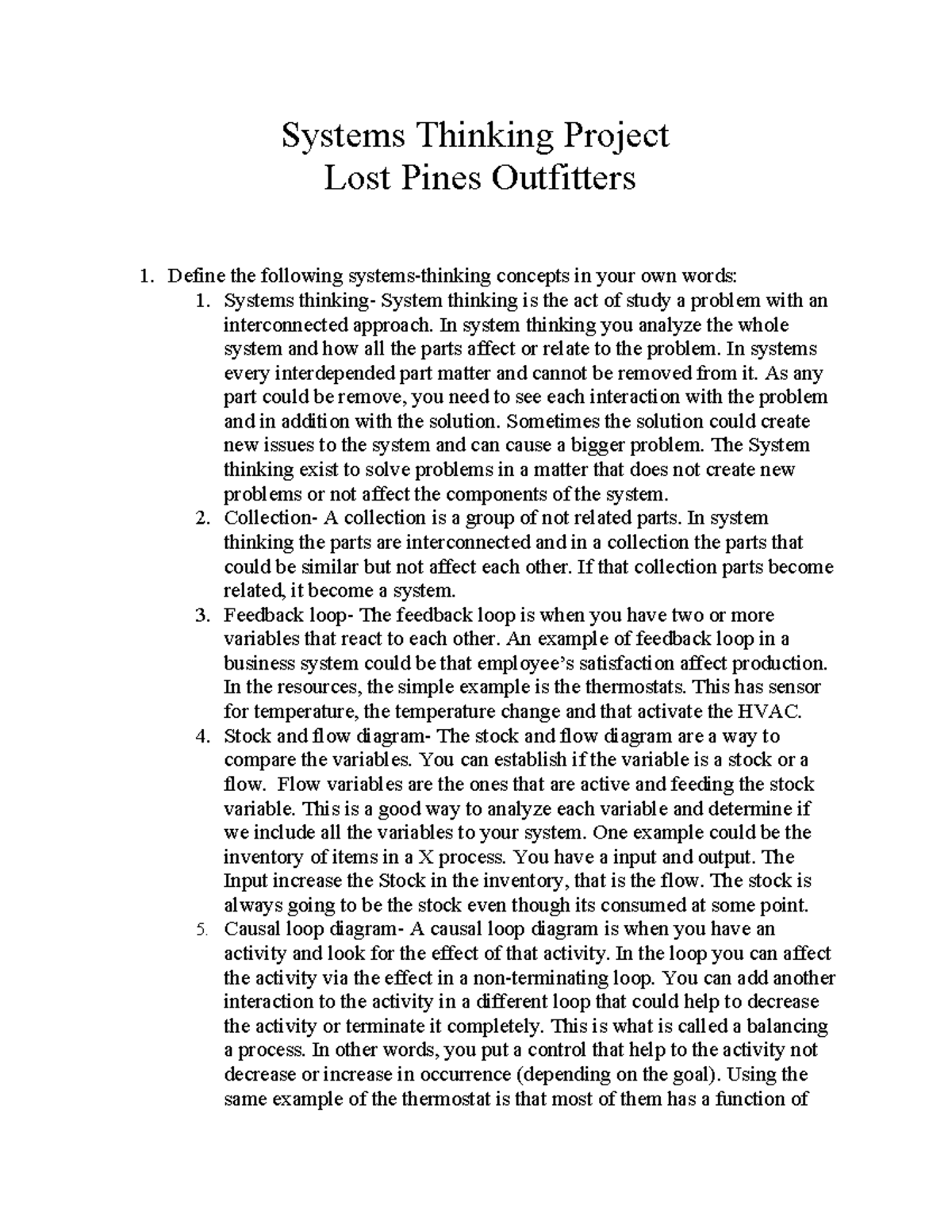 IT-200 6-1 Systems Thinking Project - Systems Thinking Project Lost ...