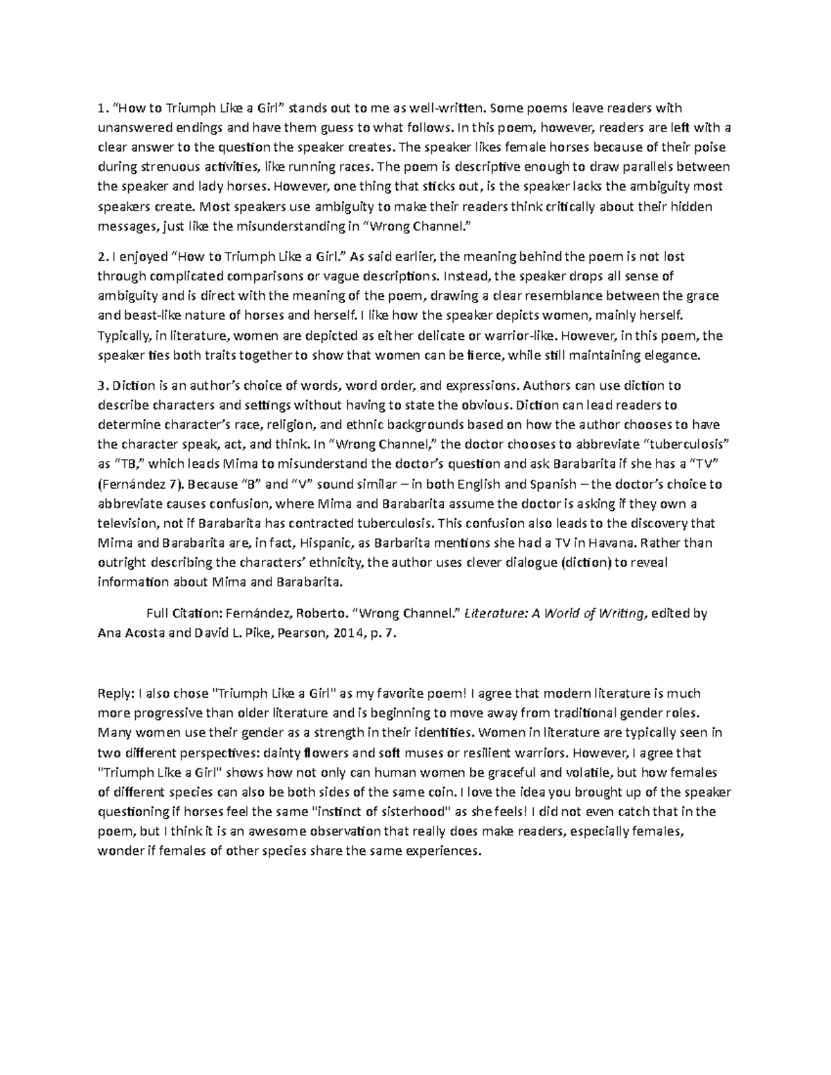 Week 1 Discussion - “How to Triumph Like a Girl” stands out to me as ...