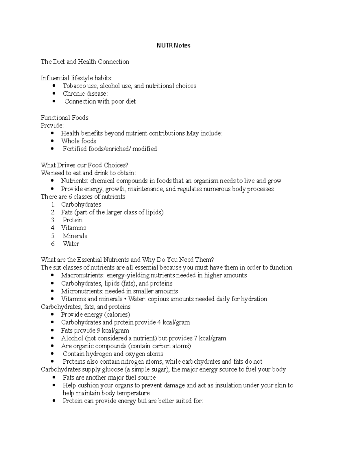 NUTR Notes - NUTR Notes The Diet and Health Connection Influential ...
