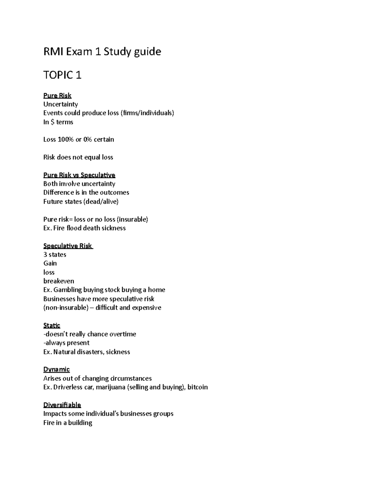 RMI Notes and Study Guide Exam 1 Topics 1-5 - RMI Exam 1 Study guide ...