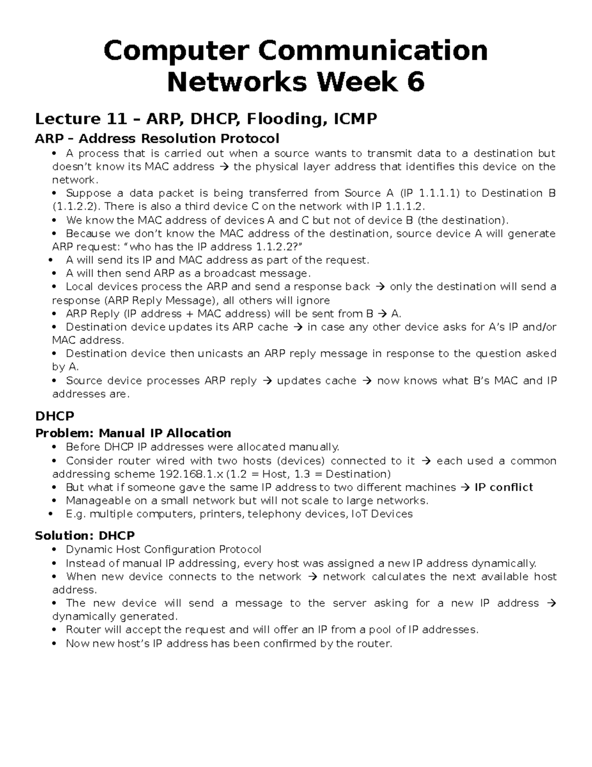 CCN - Week 6 - Notes - Computer Communication Networks Week 6 Lecture ...