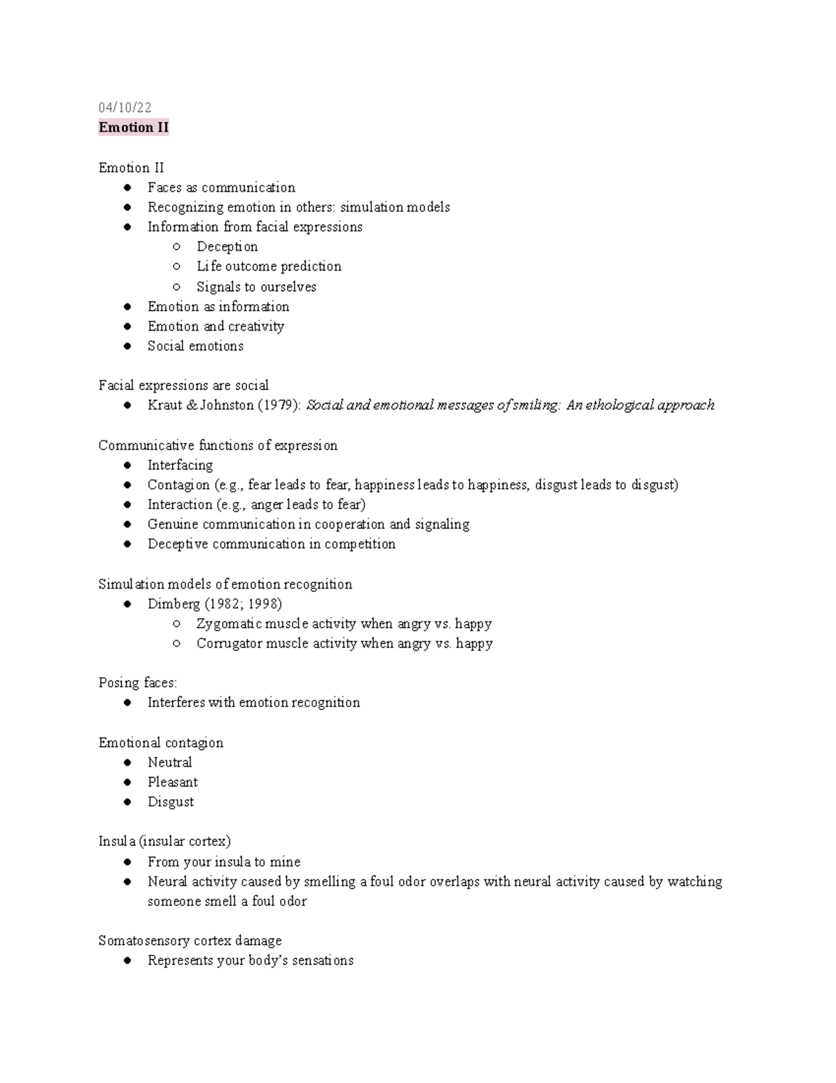 Social psychology #3 - Andrea Heberlein - 04/10/ Emotion II Emotion II ...