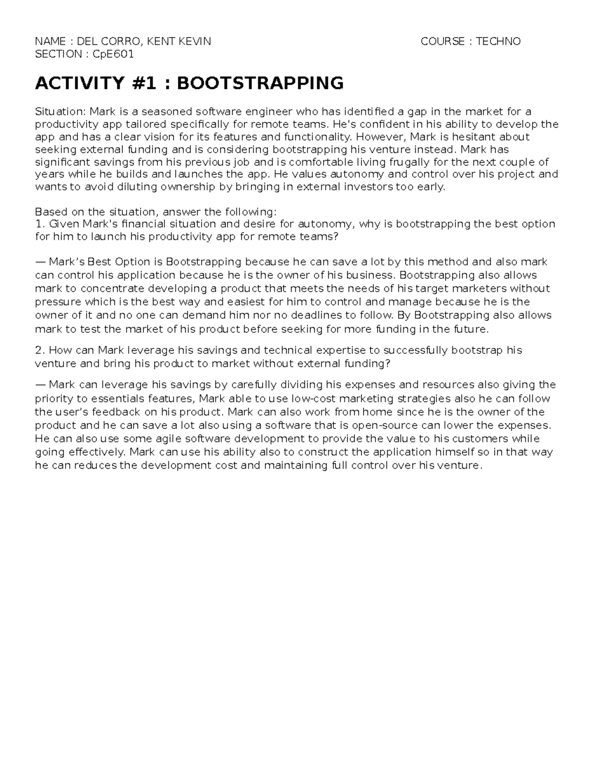 Bootstrapping Guide - NAME : DEL CORRO, KENT KEVIN COURSE : TECHNO ...