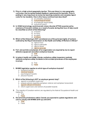 OHS Worksheet #1 - Worksheet # 1 : OHS Act Establishment of Joint ...