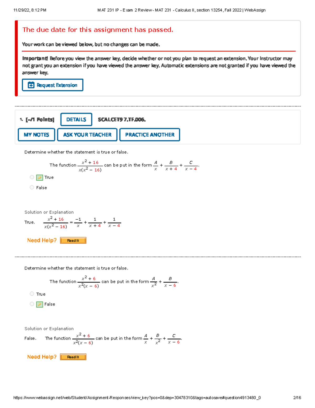 Mat 231 Ip Exam 2 Review Mat 231 Calculus Ii Section 13254 Fall 2022 Web Assign