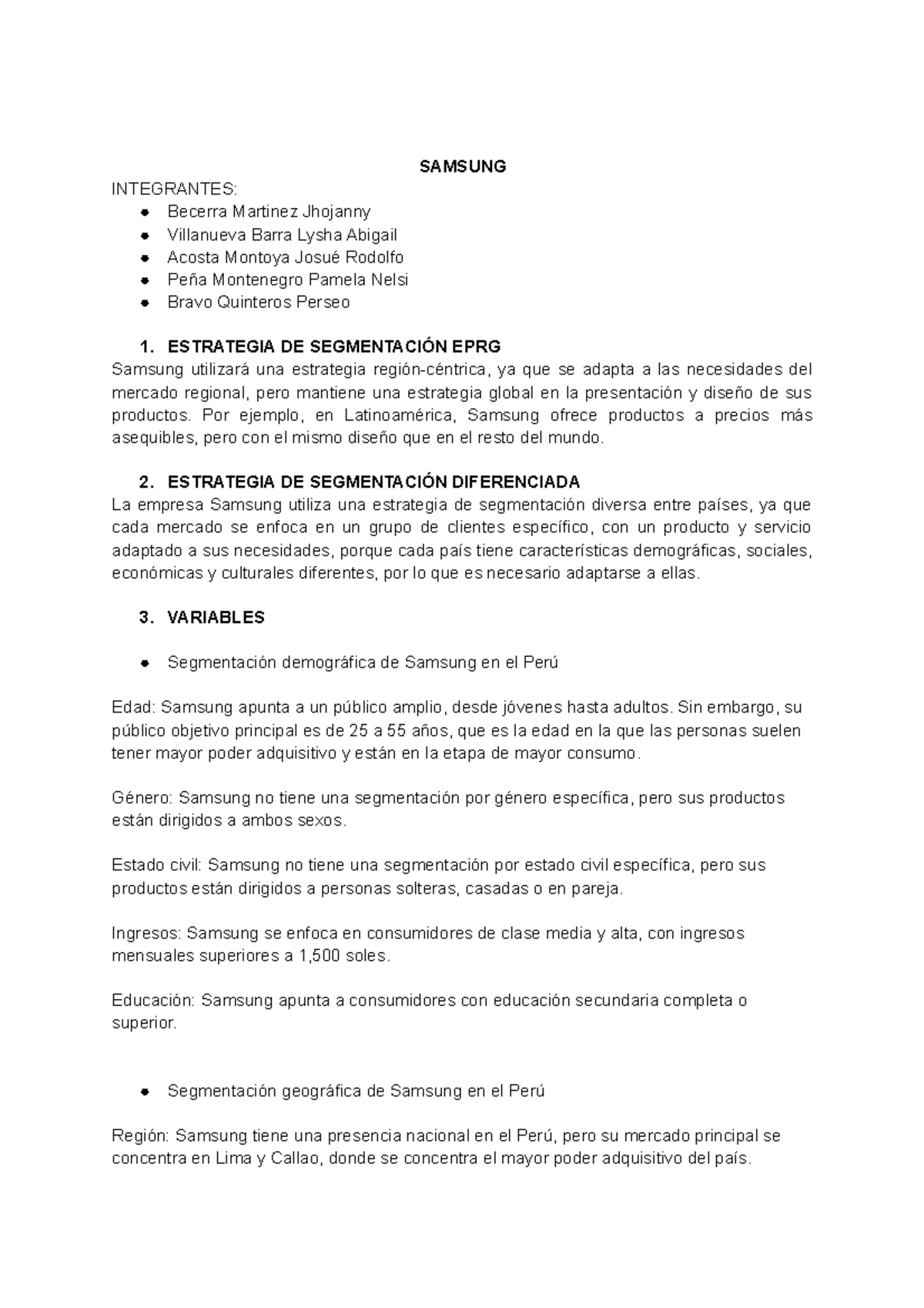 Samsung semana 5 M. Internacional - SAMSUNG INTEGRANTES: Becerra ...