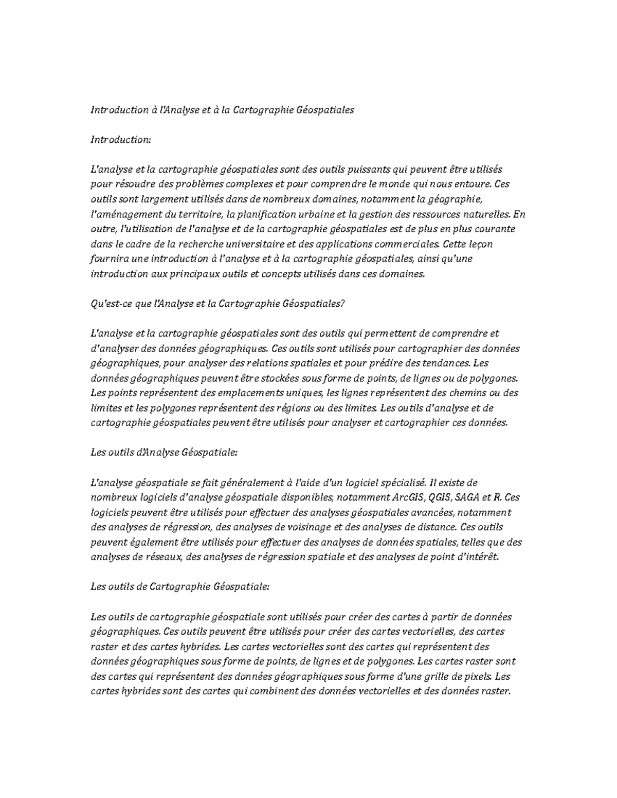 Geospatial Analysis and Mapping Notes de cours - Introduction à l ...