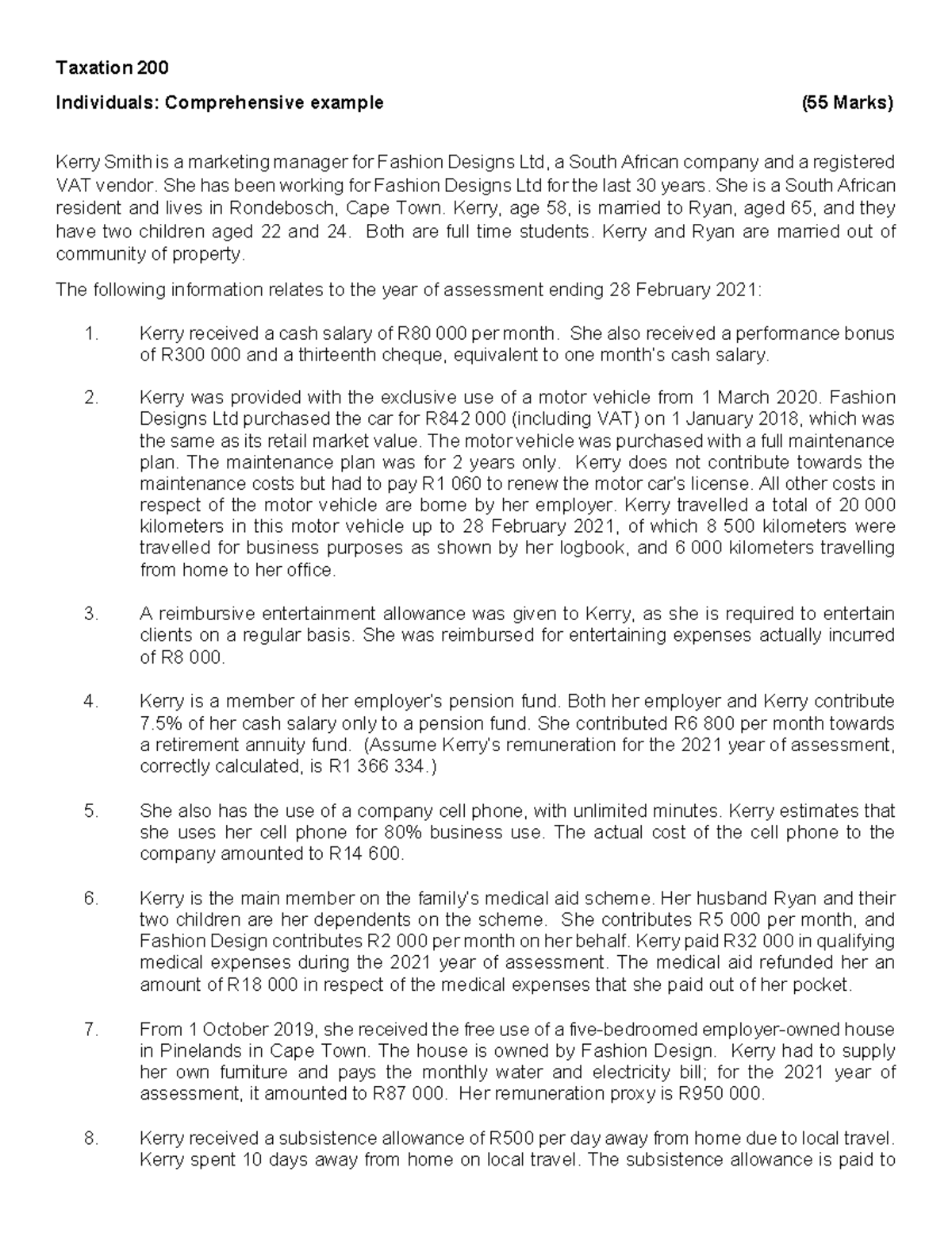 Individuals Comprehensive example - She has been working for Fashion ...