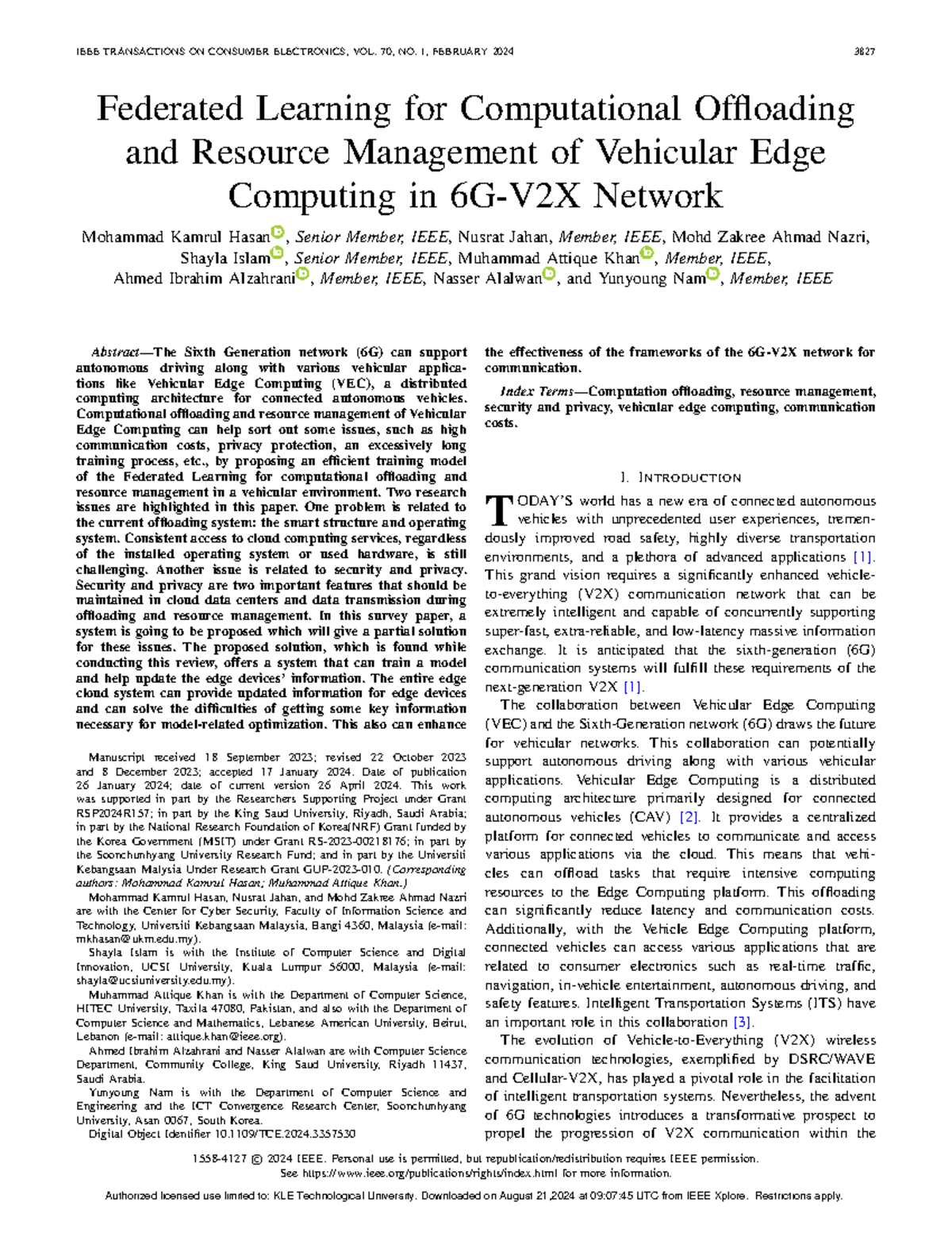 Federated Learning For Computational Offloading And Resource Management Of Vehicular Edge