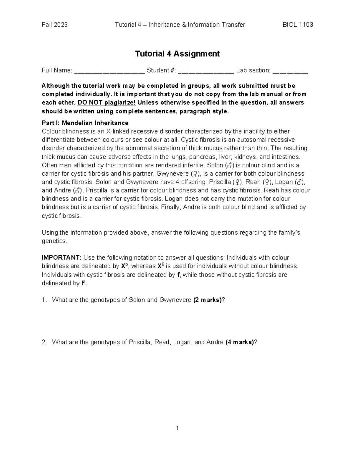 Tutorial 4 Assignment Template - Fall 2023 Tutorial 4 – Inheritance ...