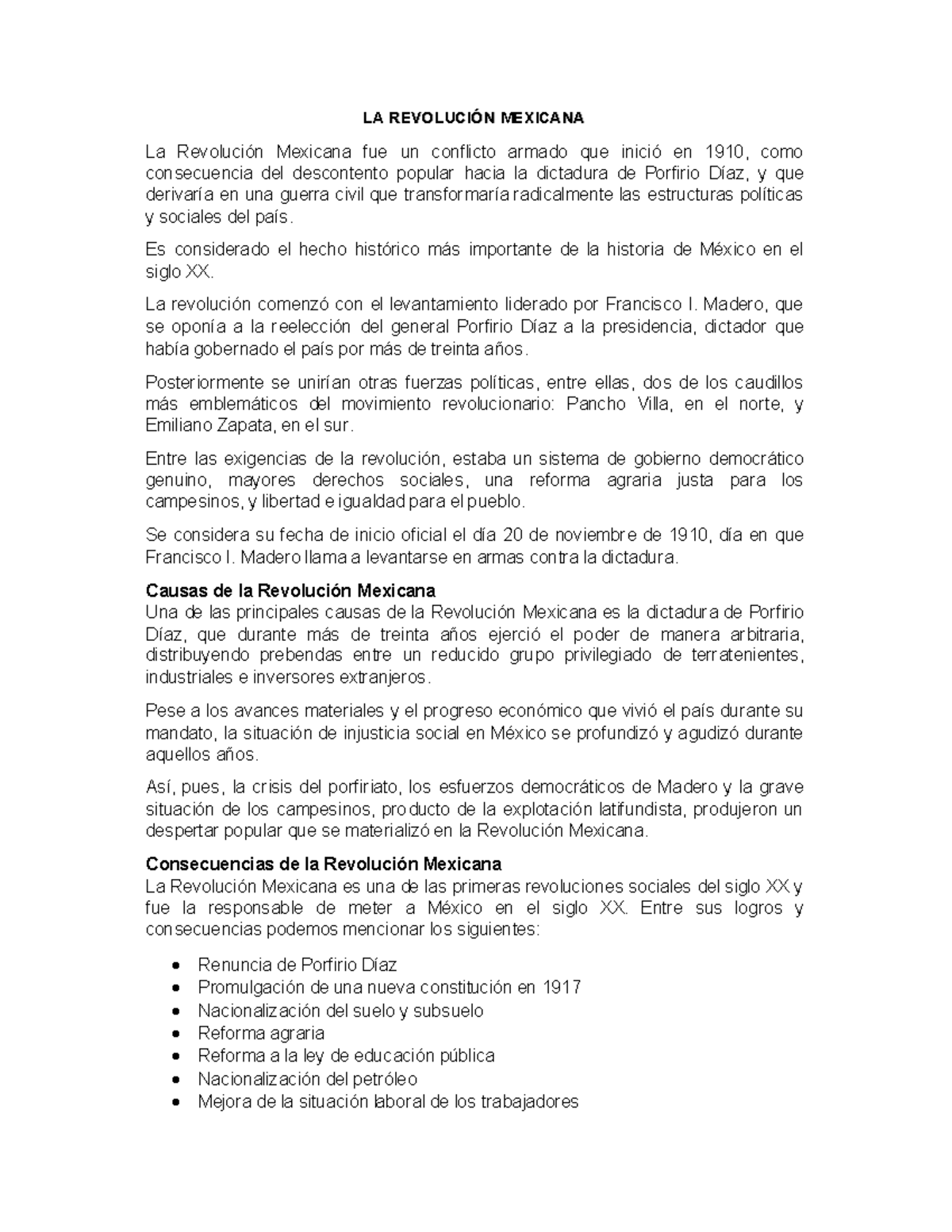 Revolucion Mexicana - Toma resumen - LLAA RREEVVOOLLUUCCIIÓÓNN MMEEXXIICCAANNAA La Revolución ...