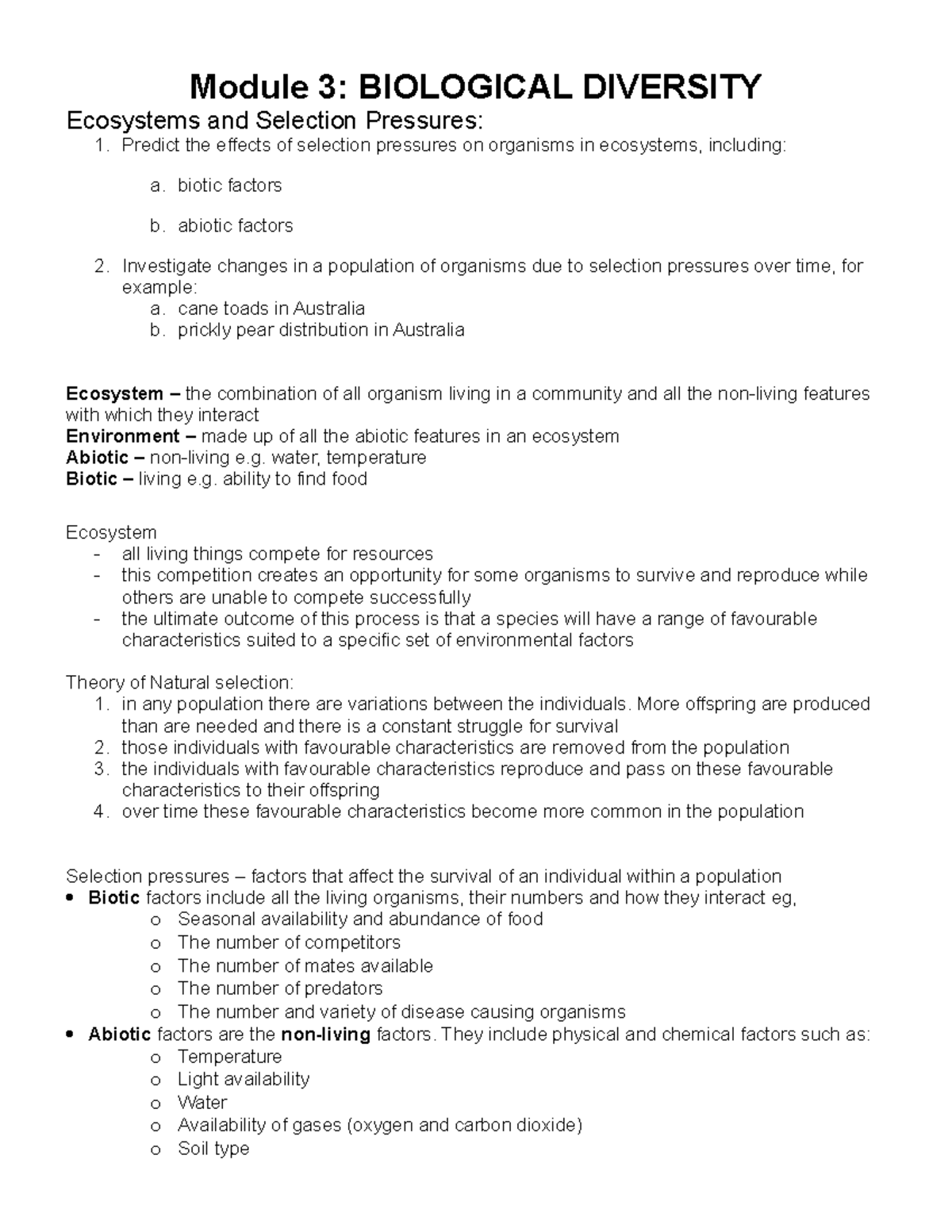 Module 3 - Biological Diversity - Module 3: BIOLOGICAL DIVERSITY ...