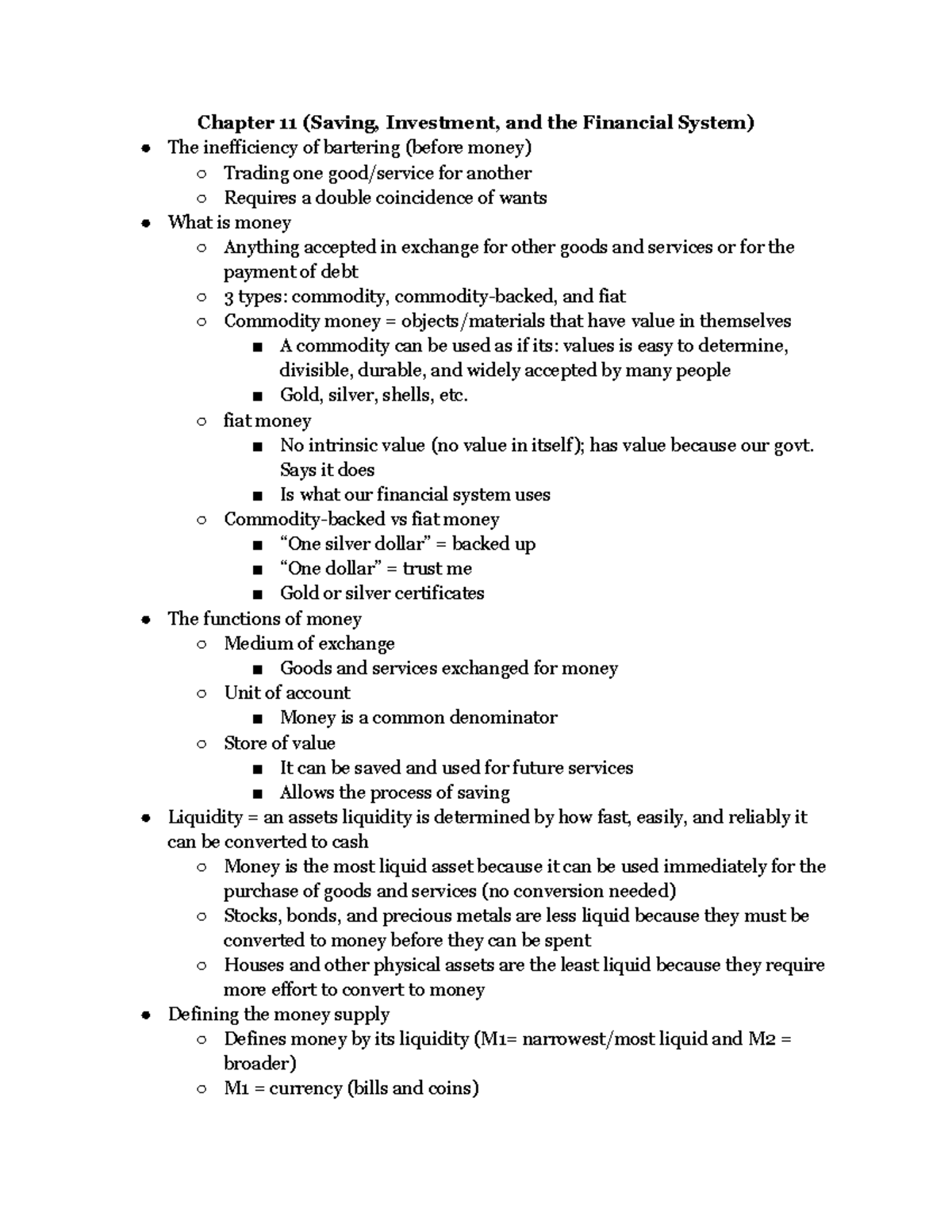 Macro Ch. 11 and 12 Notes - Chapter 11 (Saving, Investment, and the ...