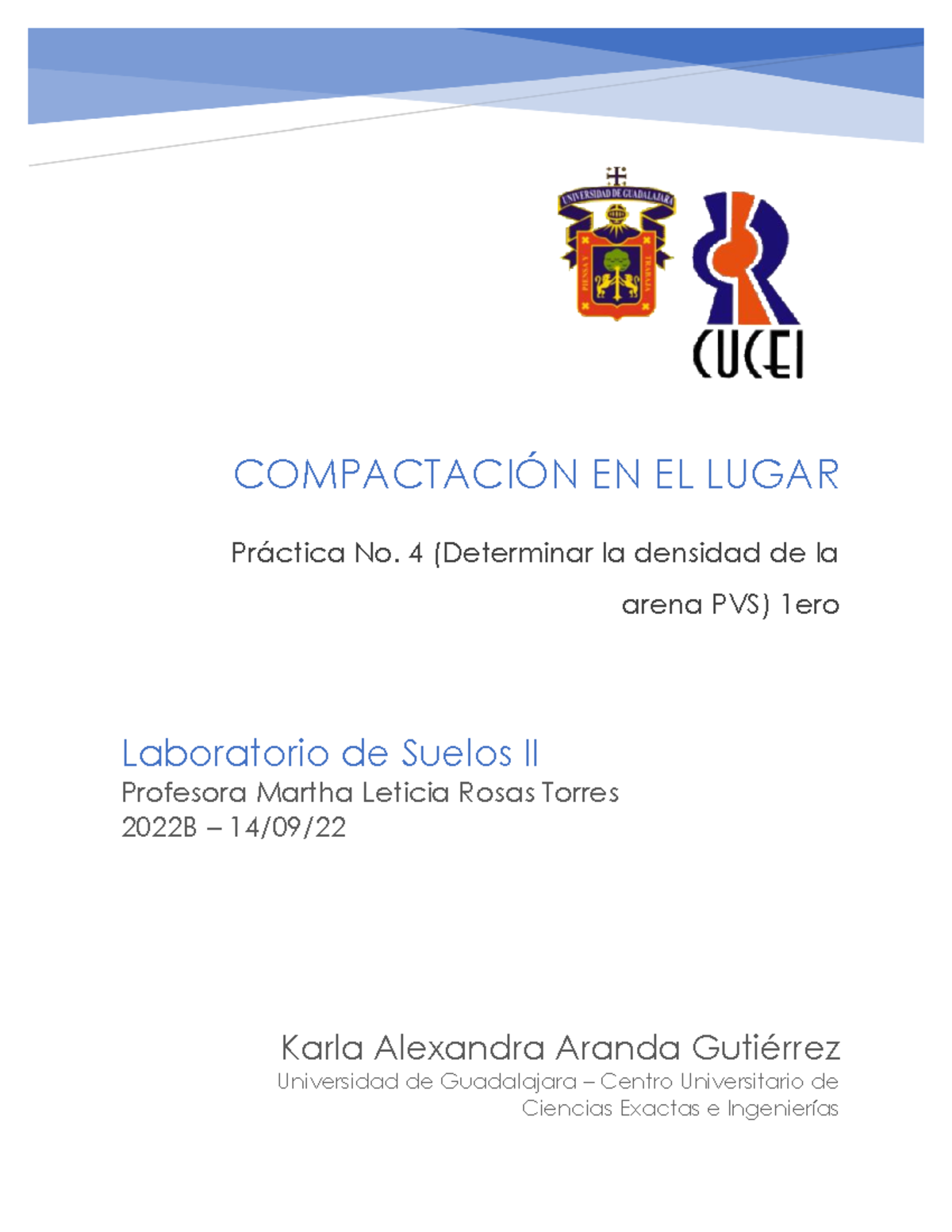 Práctica 4 Compactación en el Lugar Aranda Gutiérrez Karla A - Karla ...