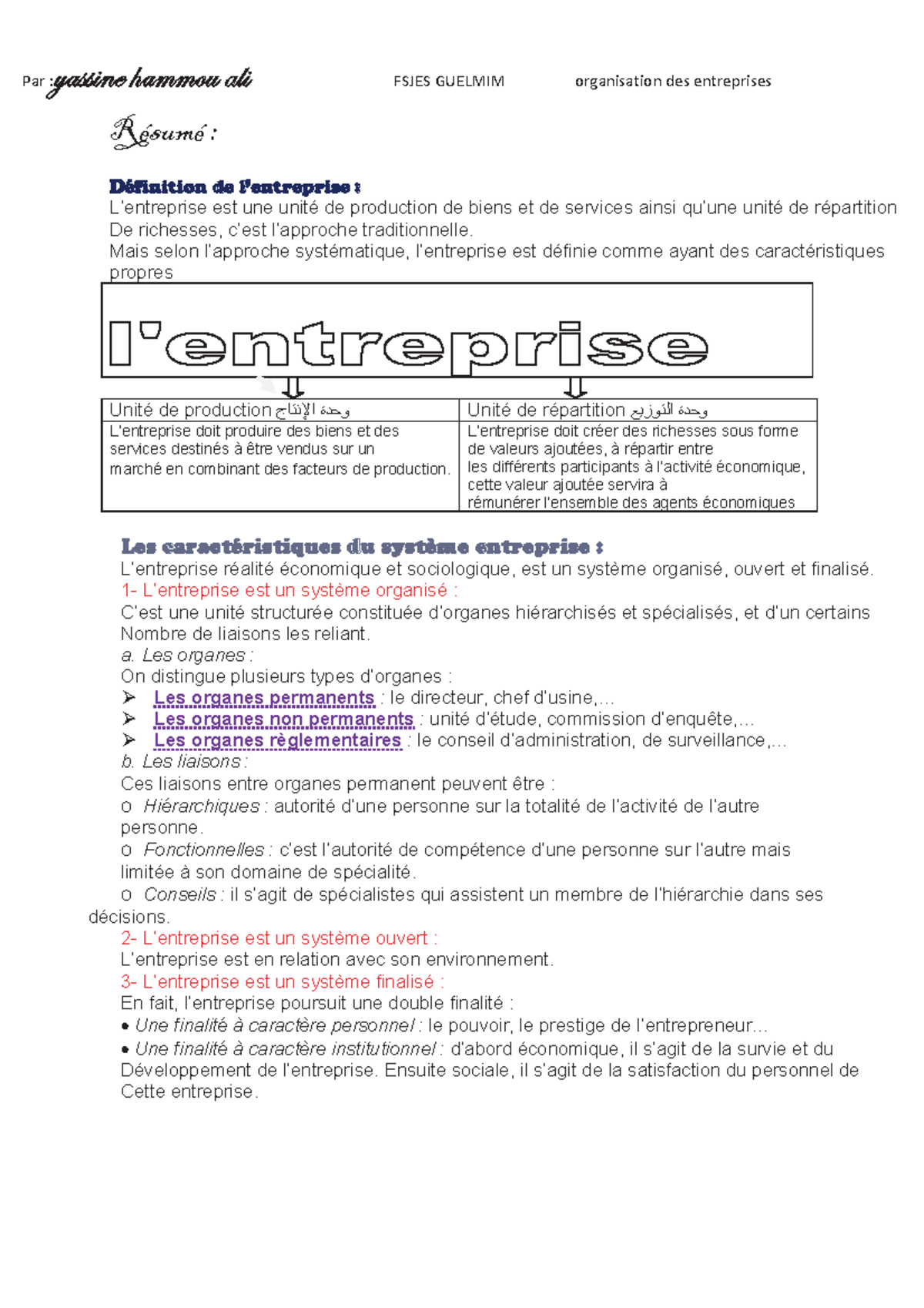 Résumé-Mangement - définition management caractéristique management ...