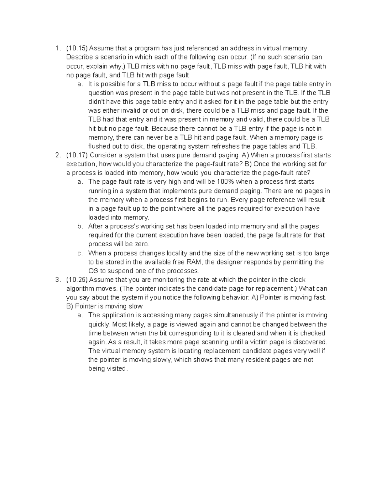 CS350 Chapter 10 - (10) Assume that a program has just referenced an ...