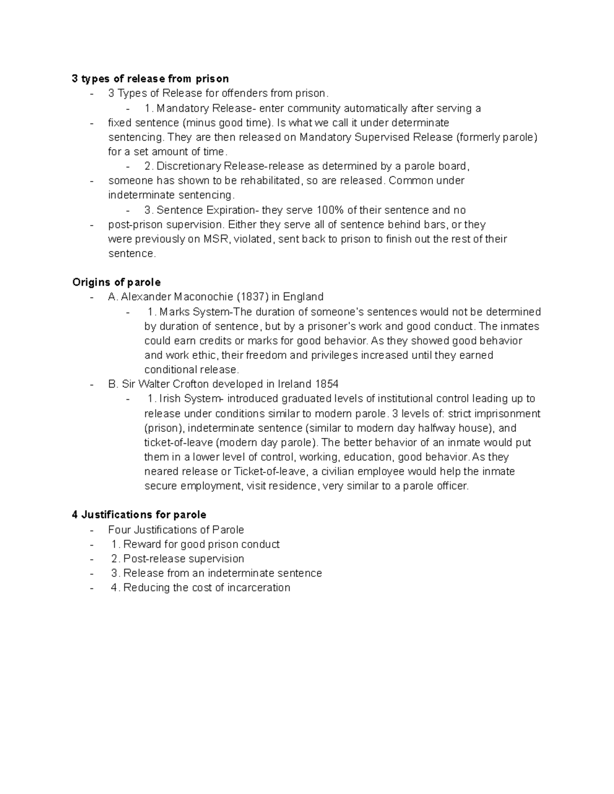 Chapter 3 history of parole and madatory supervised release - 3 types ...