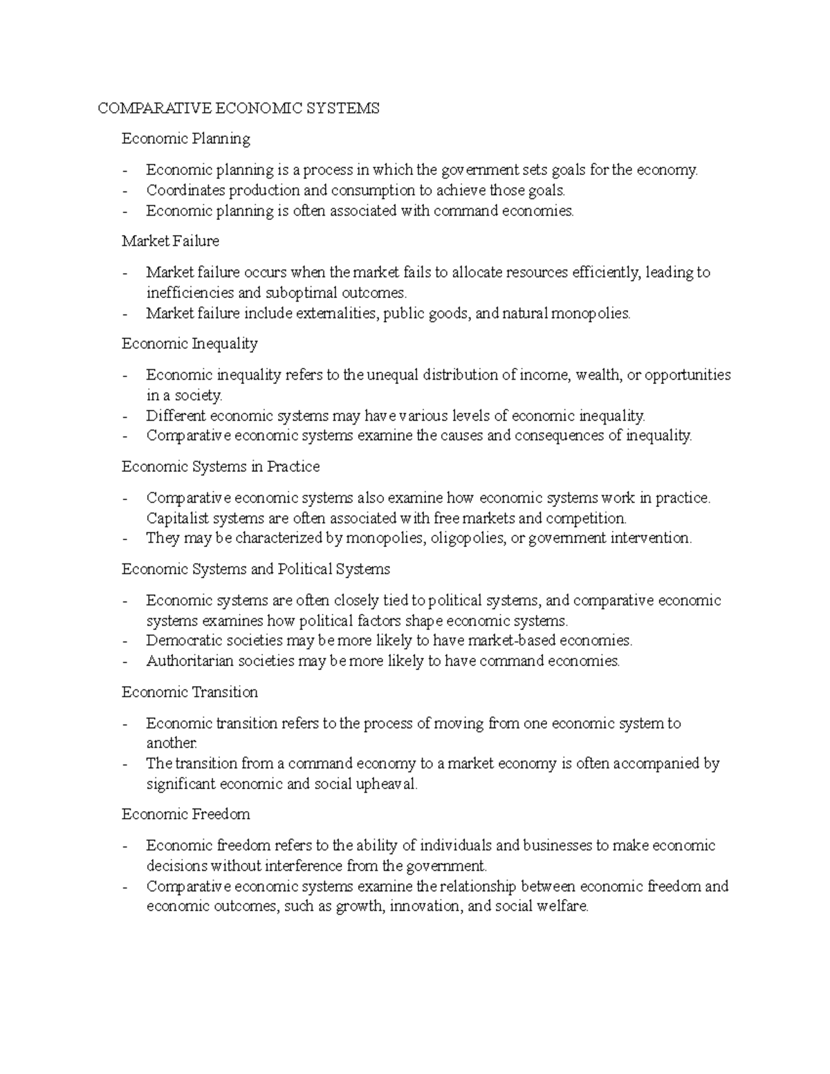 Comparative Economic Systems Notes 2 - COMPARATIVE ECONOMIC SYSTEMS ...