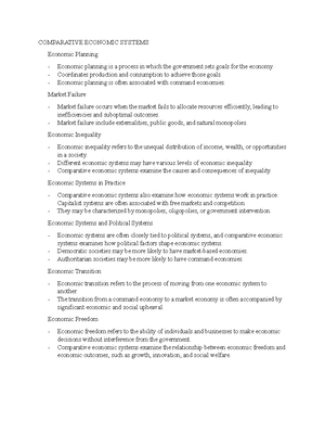 Comparative Economic Systems Notes 1 - COMPARATIVE ECONOMIC SYSTEMS ...