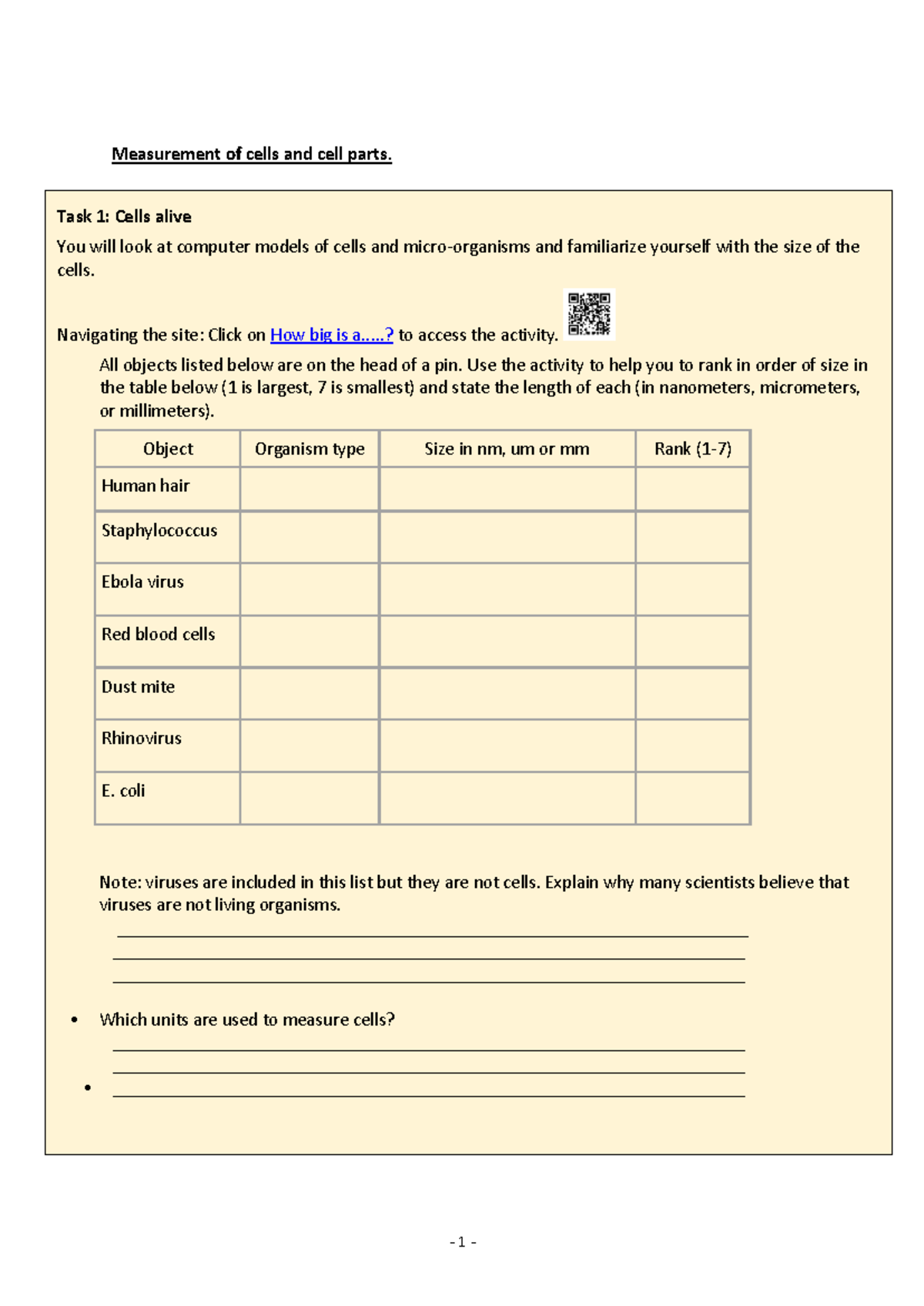 Calculate cell size - need the revision - Measurement of cells and cell ...