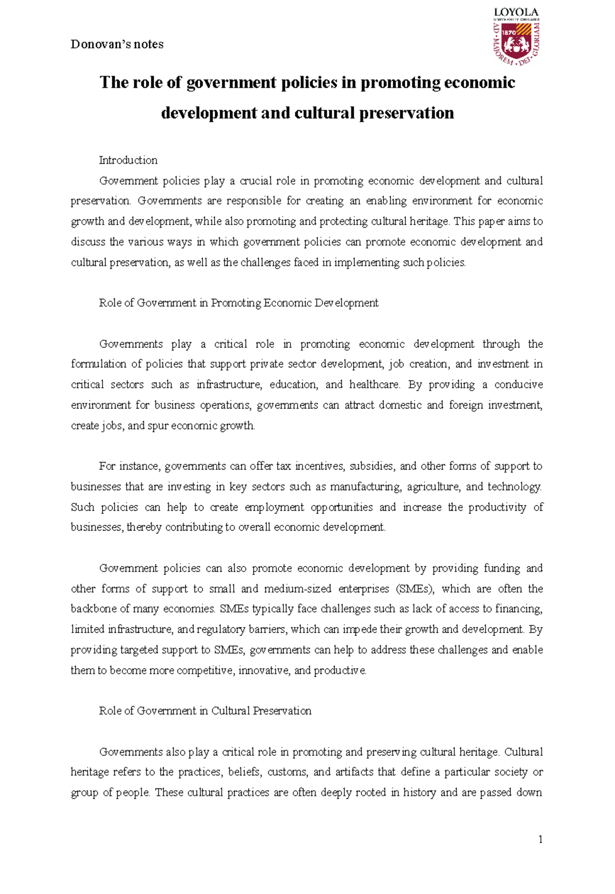 The role of government policies in promoting economic development and ...