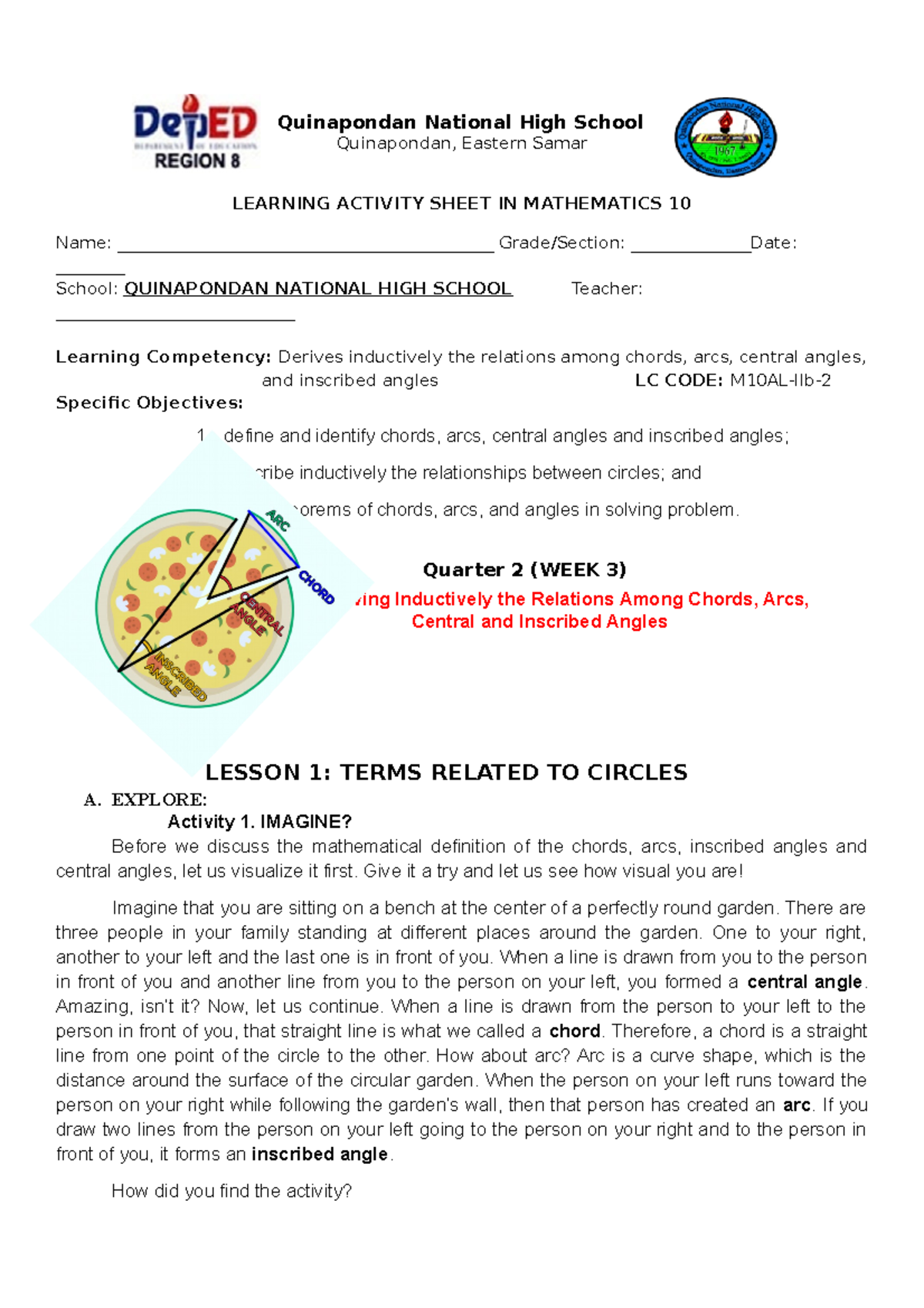 Mathematics 10 Quarter 2 Week 3 - Quinapondan National High School ...