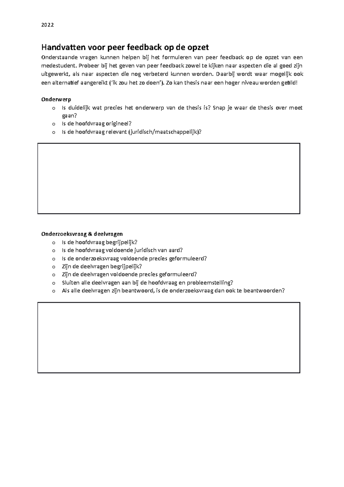 Document 3. Feedbackformulier opzet - 2022 Handvatten voor peer ...