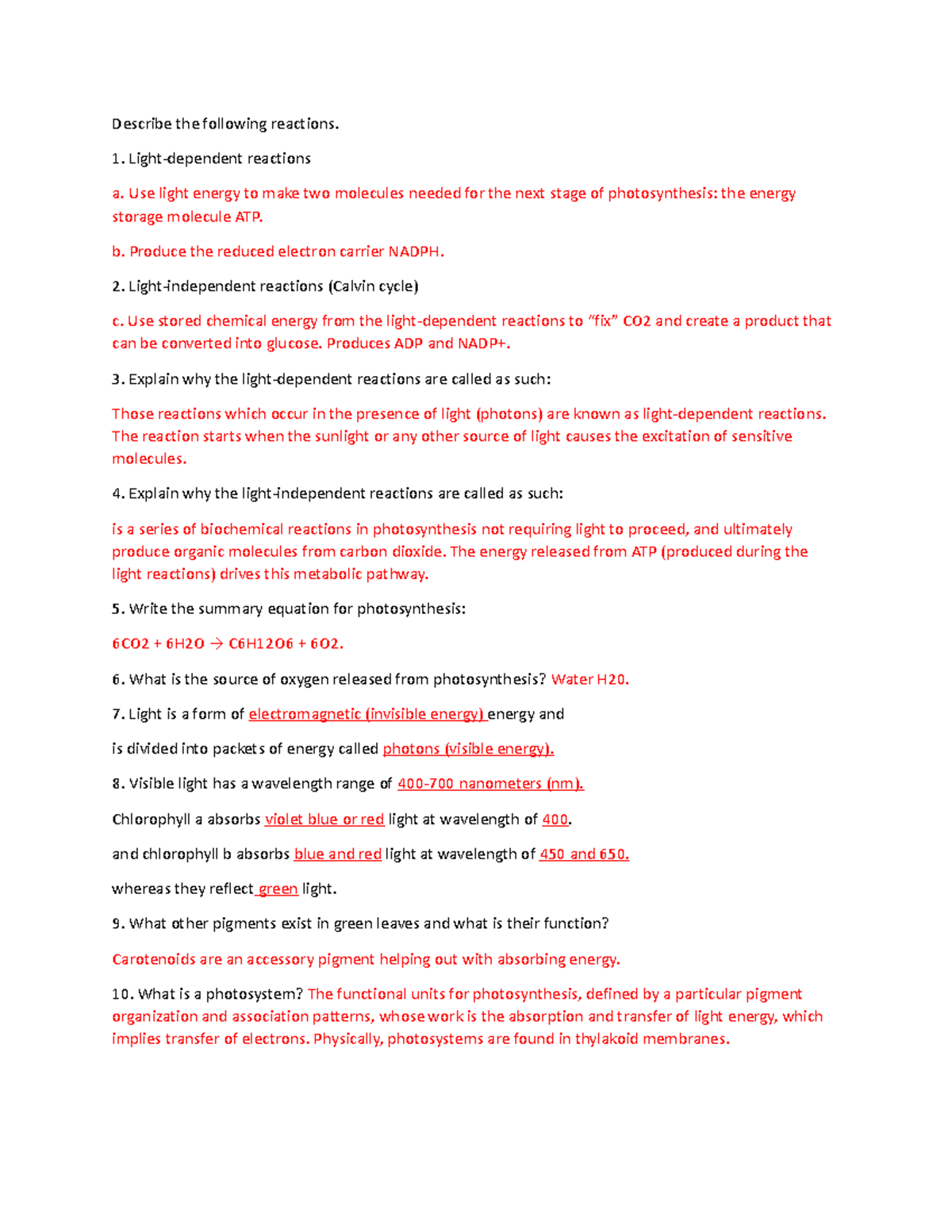 Chapter 10 participation activity sheet - Describe the following ...