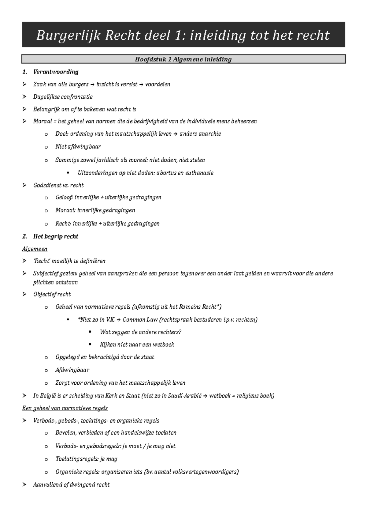 Samenvatting burgerlijk recht - Burgerlijk Recht deel 1: inleiding tot ...