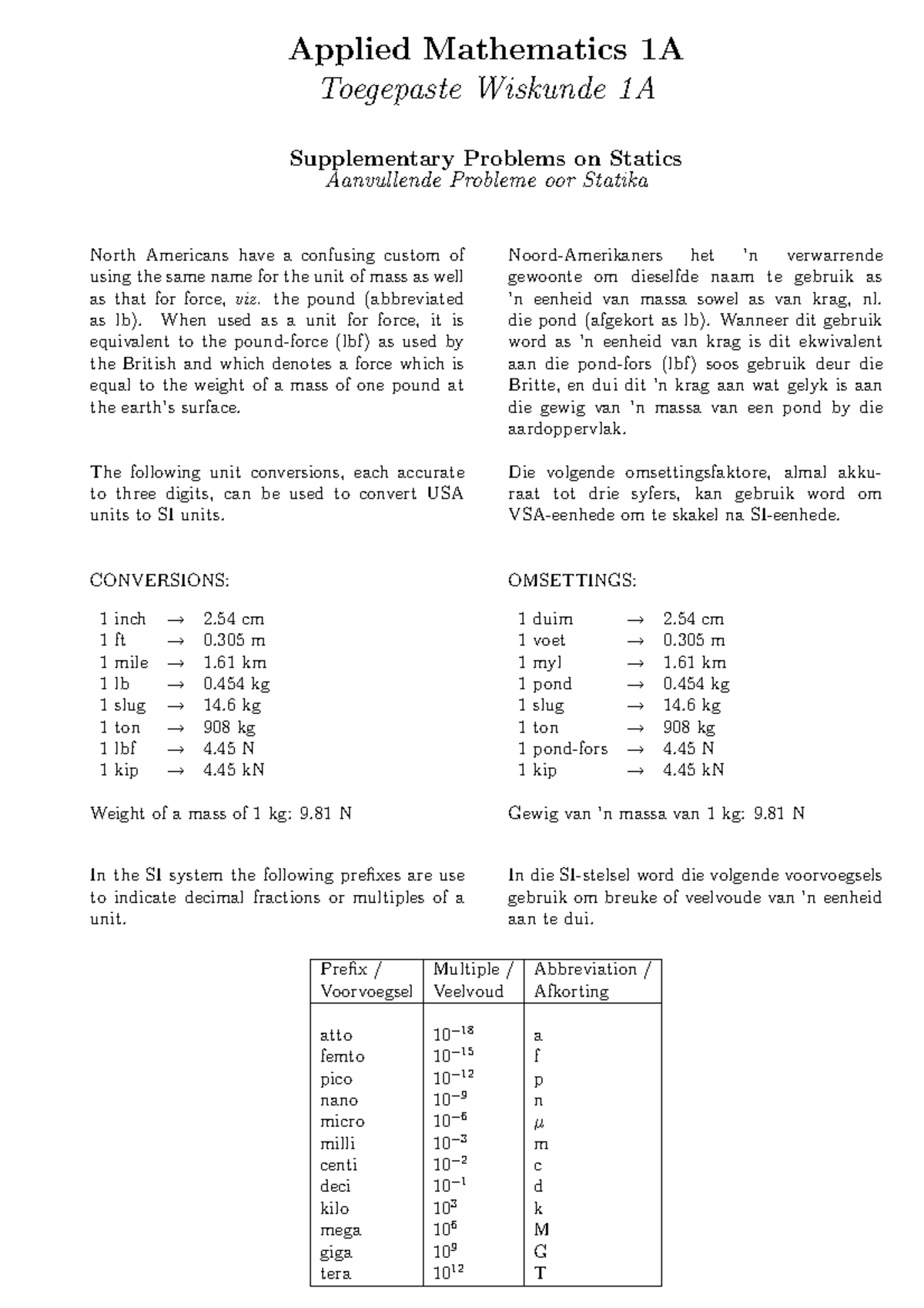 Supp Problems 6 - Supplementary problem - Applied Mathematics 1A ...