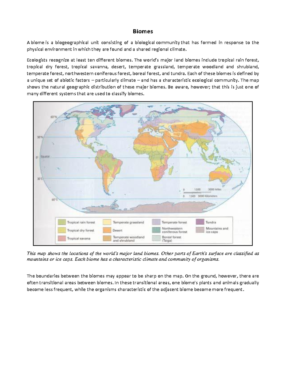 6 - Biomes - INFORMATIVE - Biomes A biome is a biogeographical unit ...