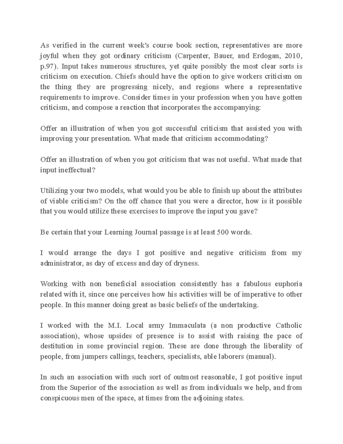 Unit 2 Learning Journal Bus 1101 - As verified in the current week's ...