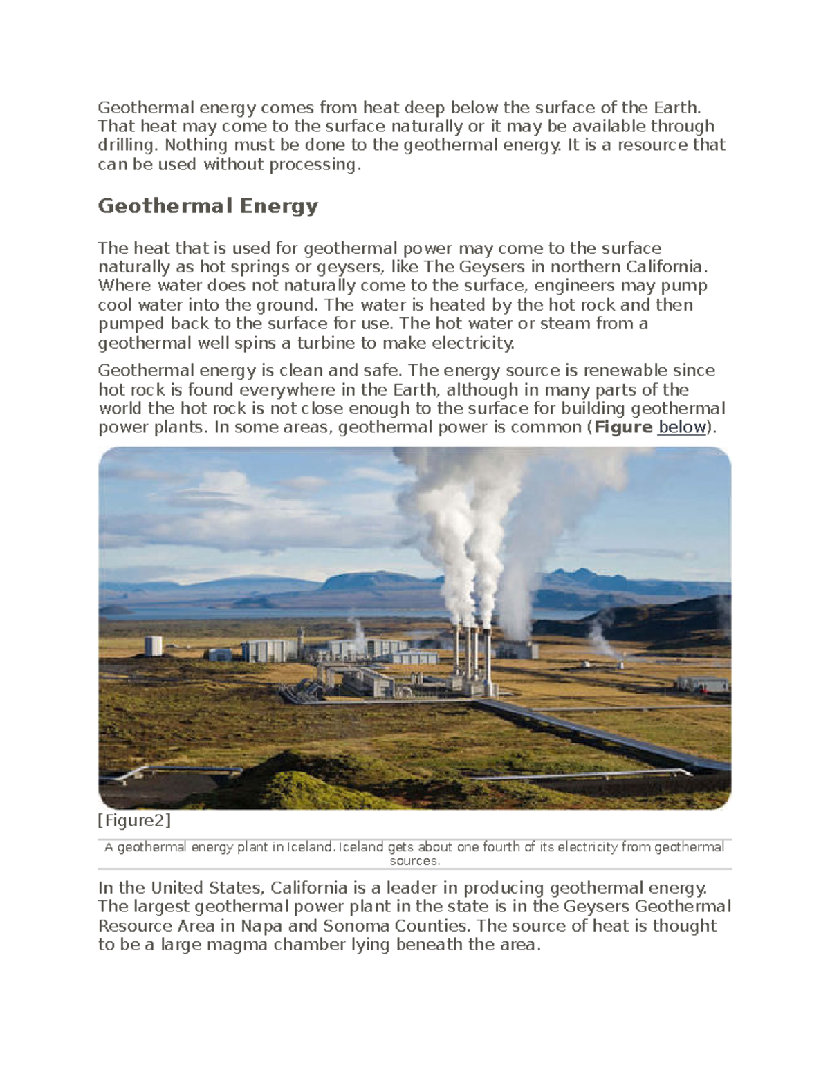 Biology part 188 - notes - Geothermal energy comes from heat deep below ...