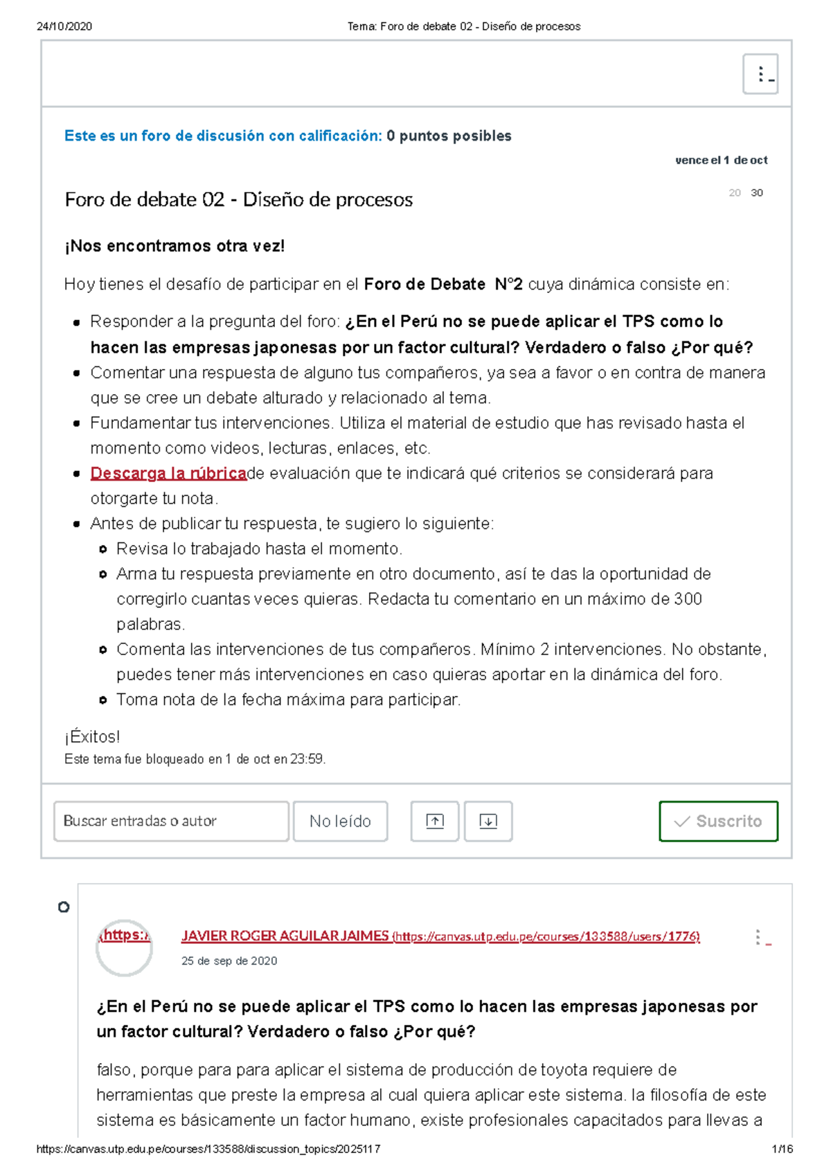 Tema Foro de Debate 02 Diseno de Procesos - Este es un foro de ...