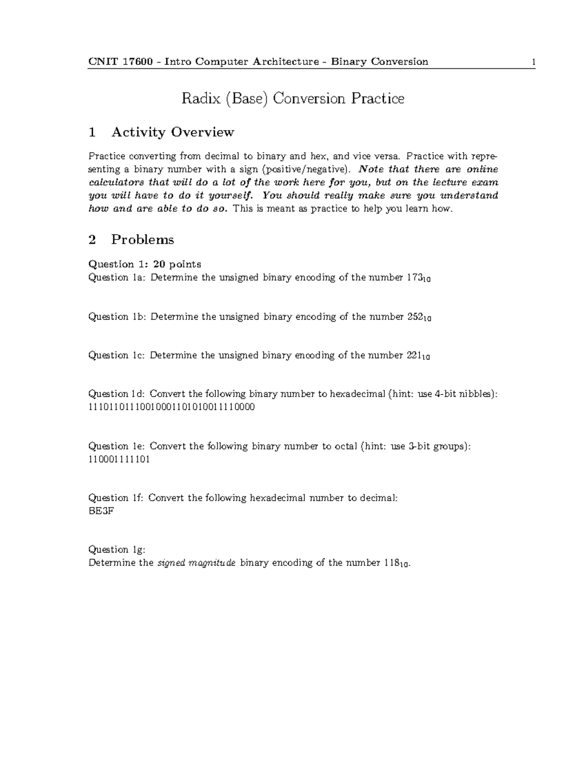 Lab-6-number-conversion - Radix (Base) Conversion Practice 1 Activity Overview Practice ...