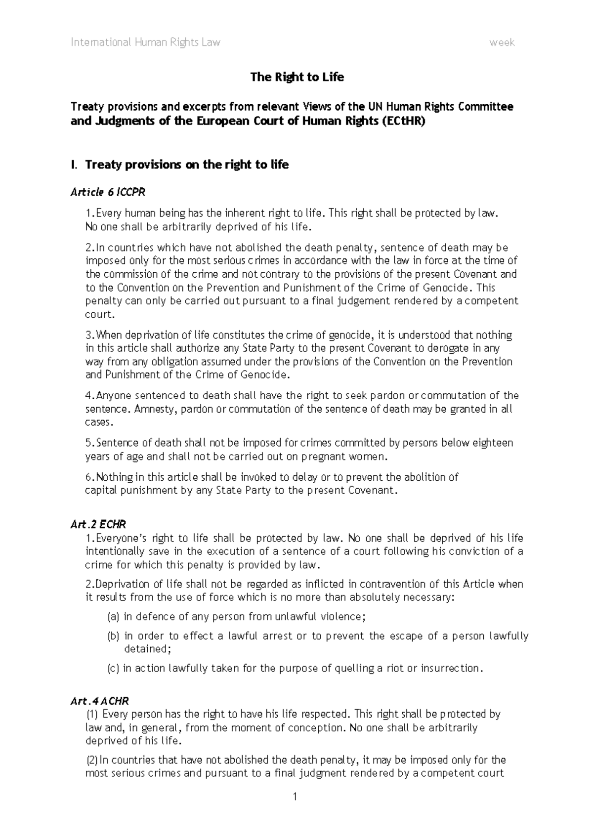 Right to life - primary sources-converted - International Human Rights ...